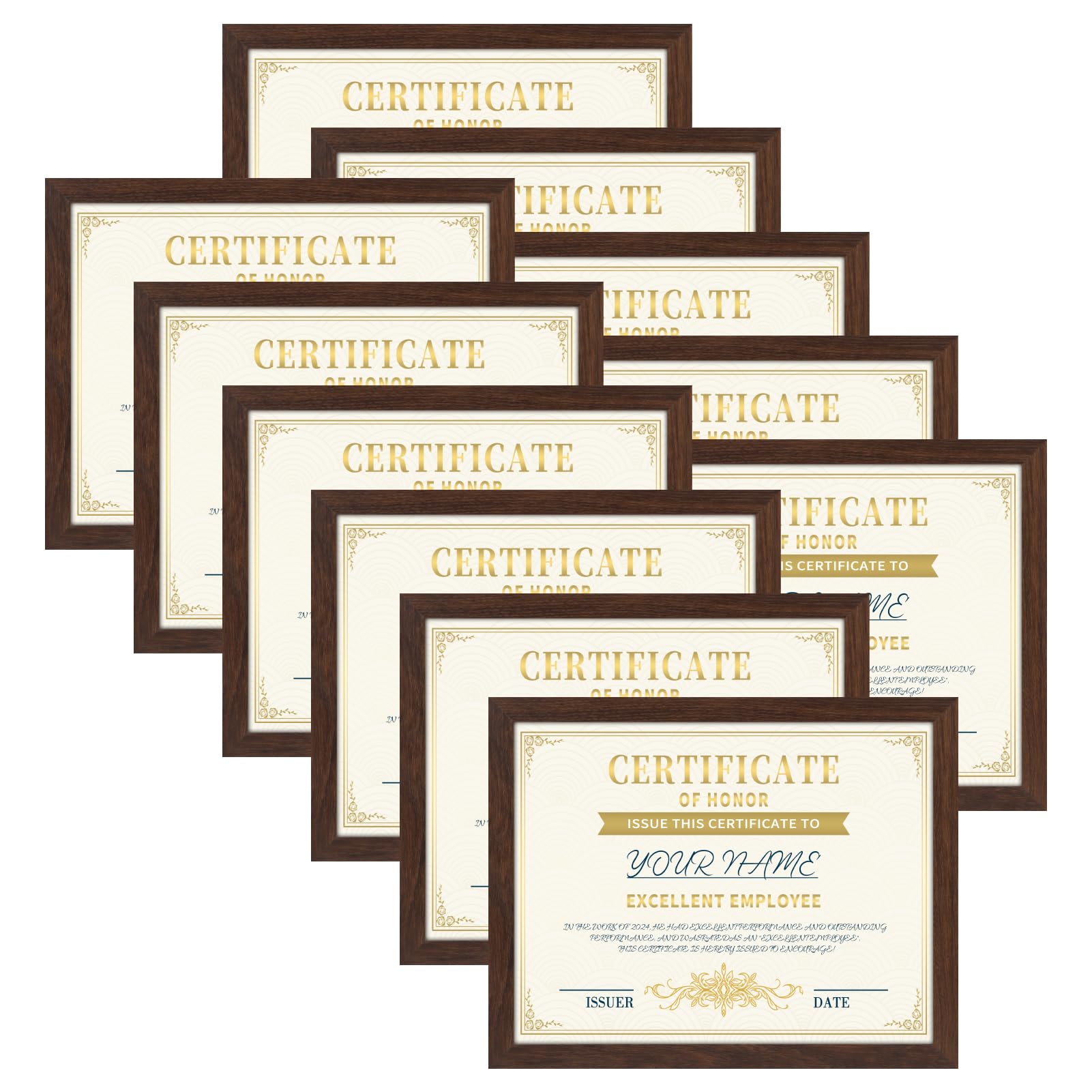 CRUGLA 8.5x11 Picture Frame Set of 11, Multi Certificate Diploma ...