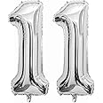 Amazon.com: Silver 11 Number Balloons, 40 Inch Giant Number 11 Balloons ...