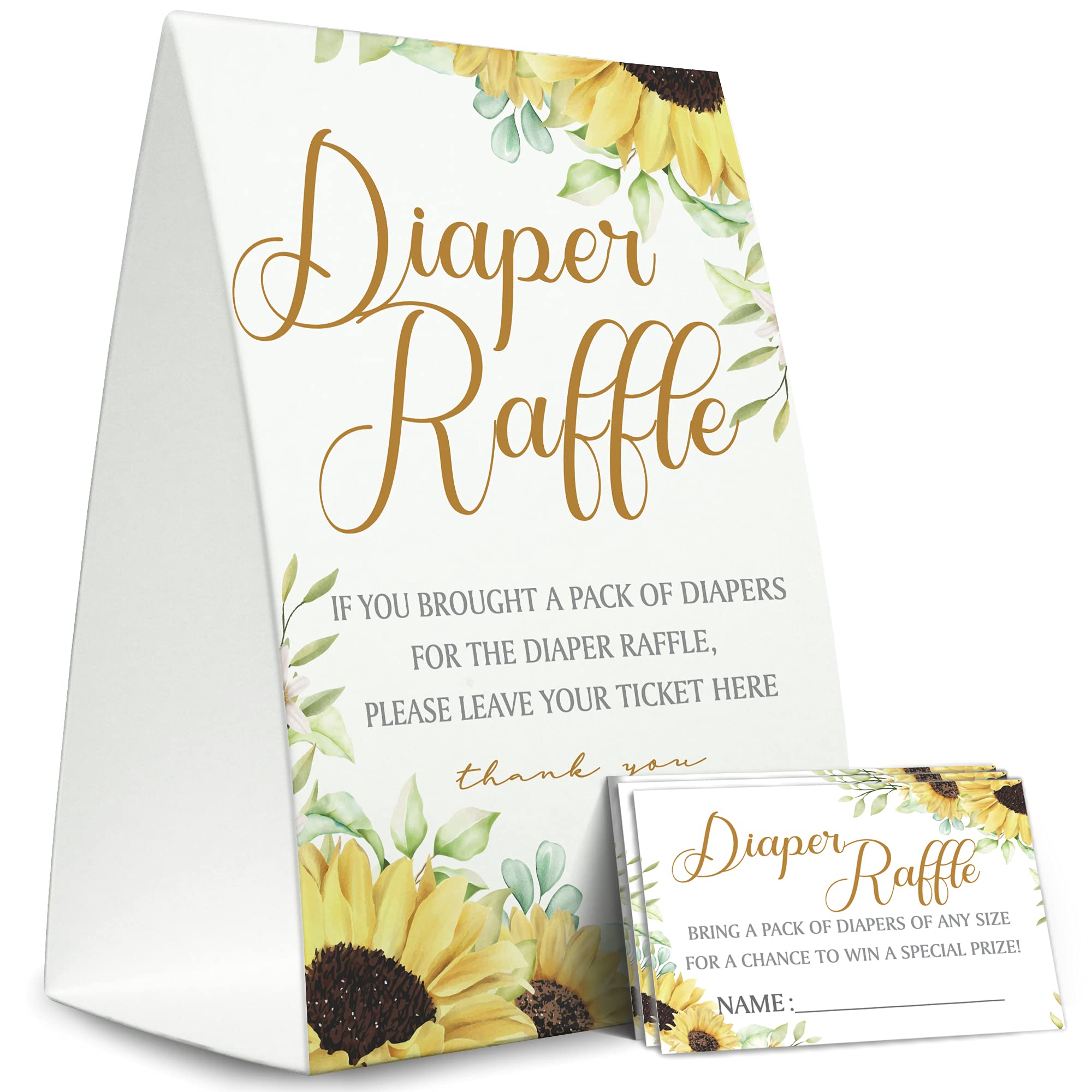 Sunflower Diaper Raffle Sign,Diaper Raffle Baby Shower Game Kit (1 ...