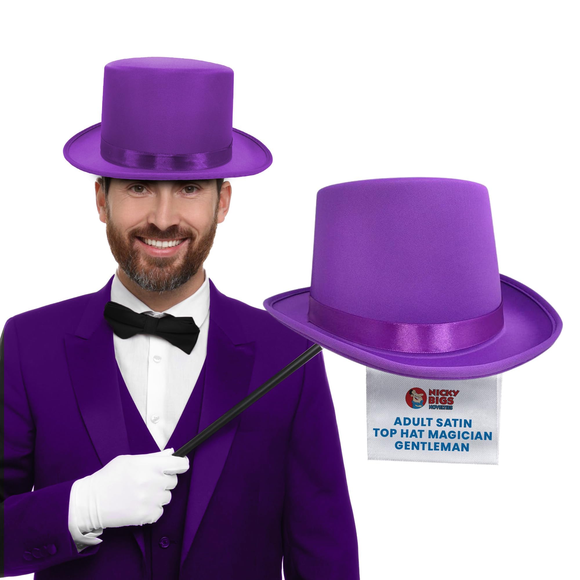 Nicky Bigs Novelties Deluxe Dress Up Party Satin Top Hat - Colored ...