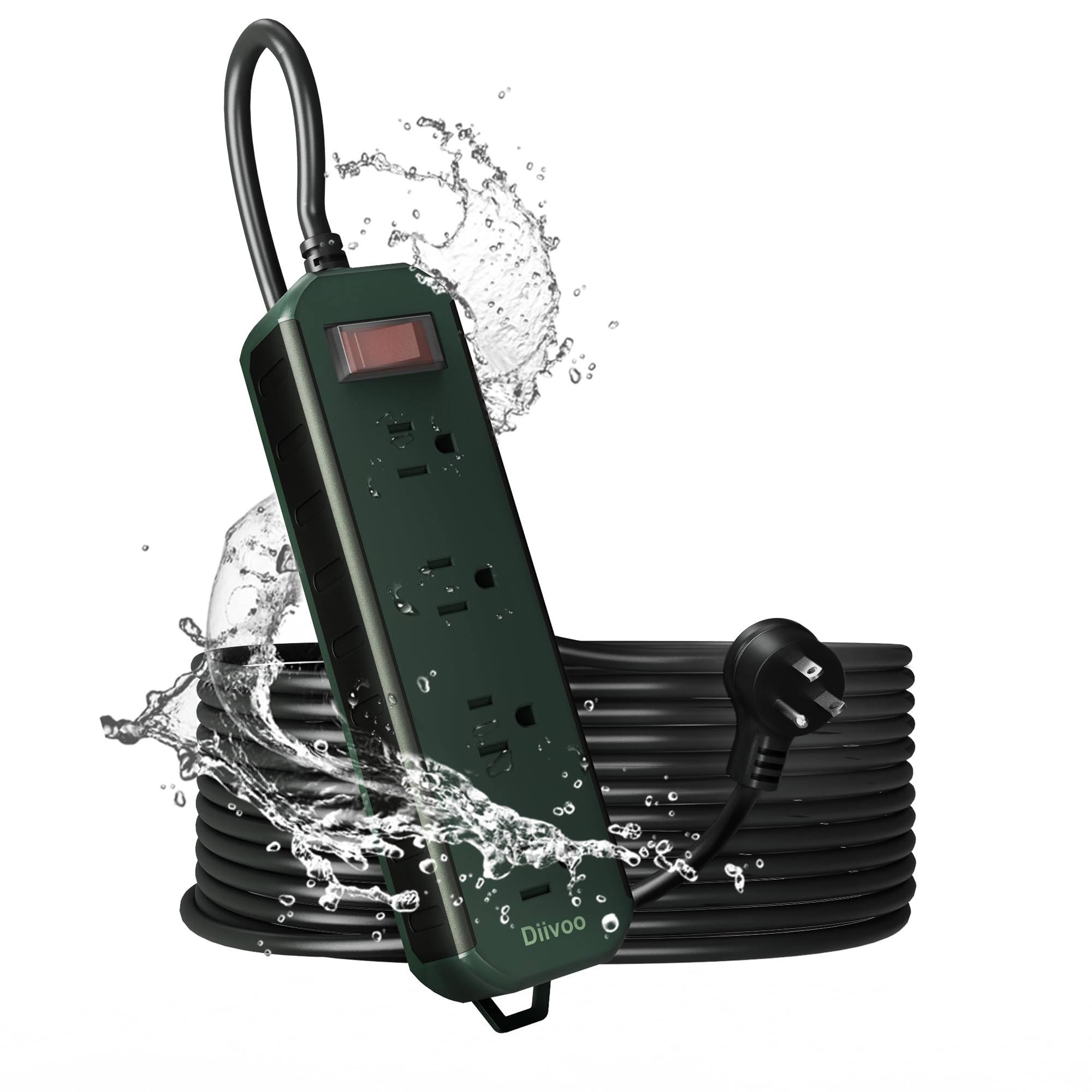 Outdoor Power Strip Weatherproof, 25 FT Extension Cord, Diivoo ...