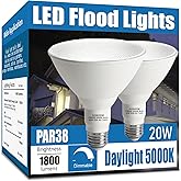 2 Pack High Power Outdoor PAR38 20W 250 Watt Equivalent 2800 Lumens ...