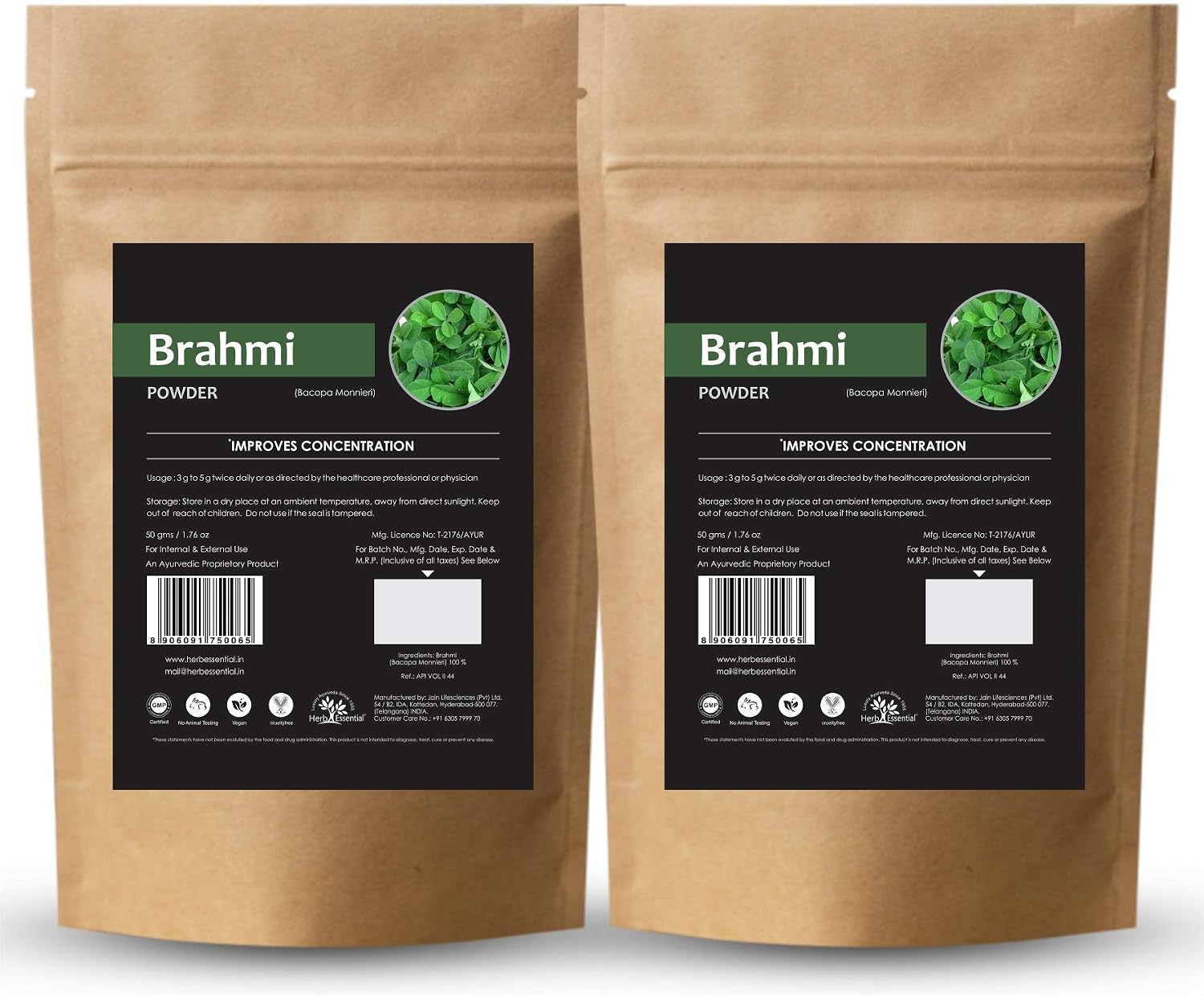 Herb Essential Pure Brahmi Powder , 50 g (Pack of 2): Amazon.in: Beauty