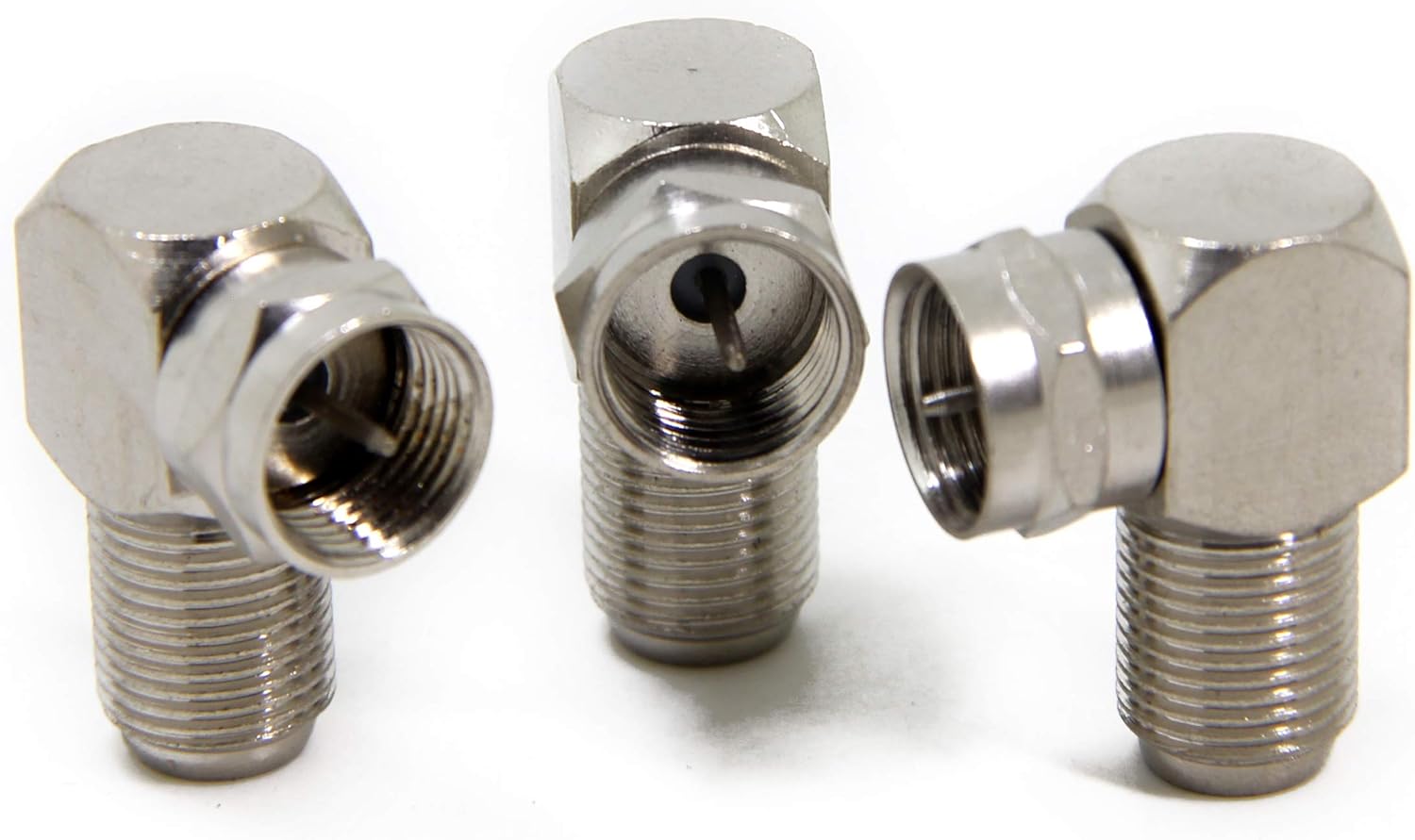 Ancable 3-Pack Right Angle F Type Adapters, Screw On Male to Female 90 ...