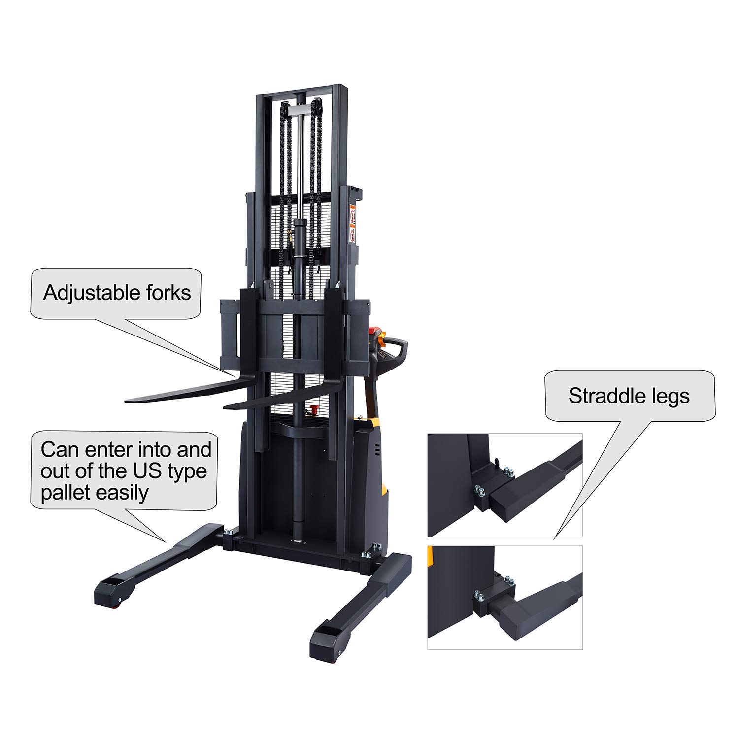 Xilin Full Electric Powered Stacker Material Lift with Straddle Legs 98 ...