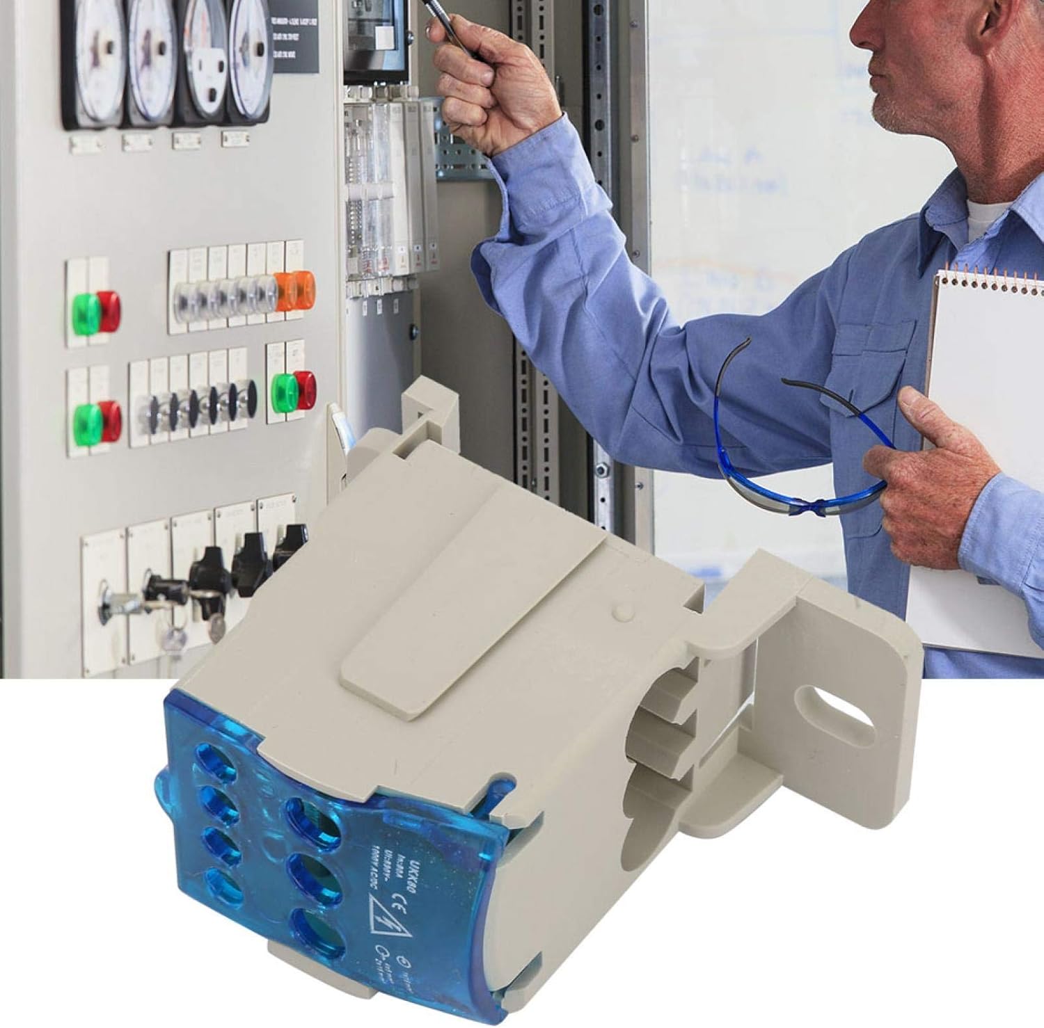 UKK-80A DIN Rail Electric Wire Connector Box Block Distribution Box ...