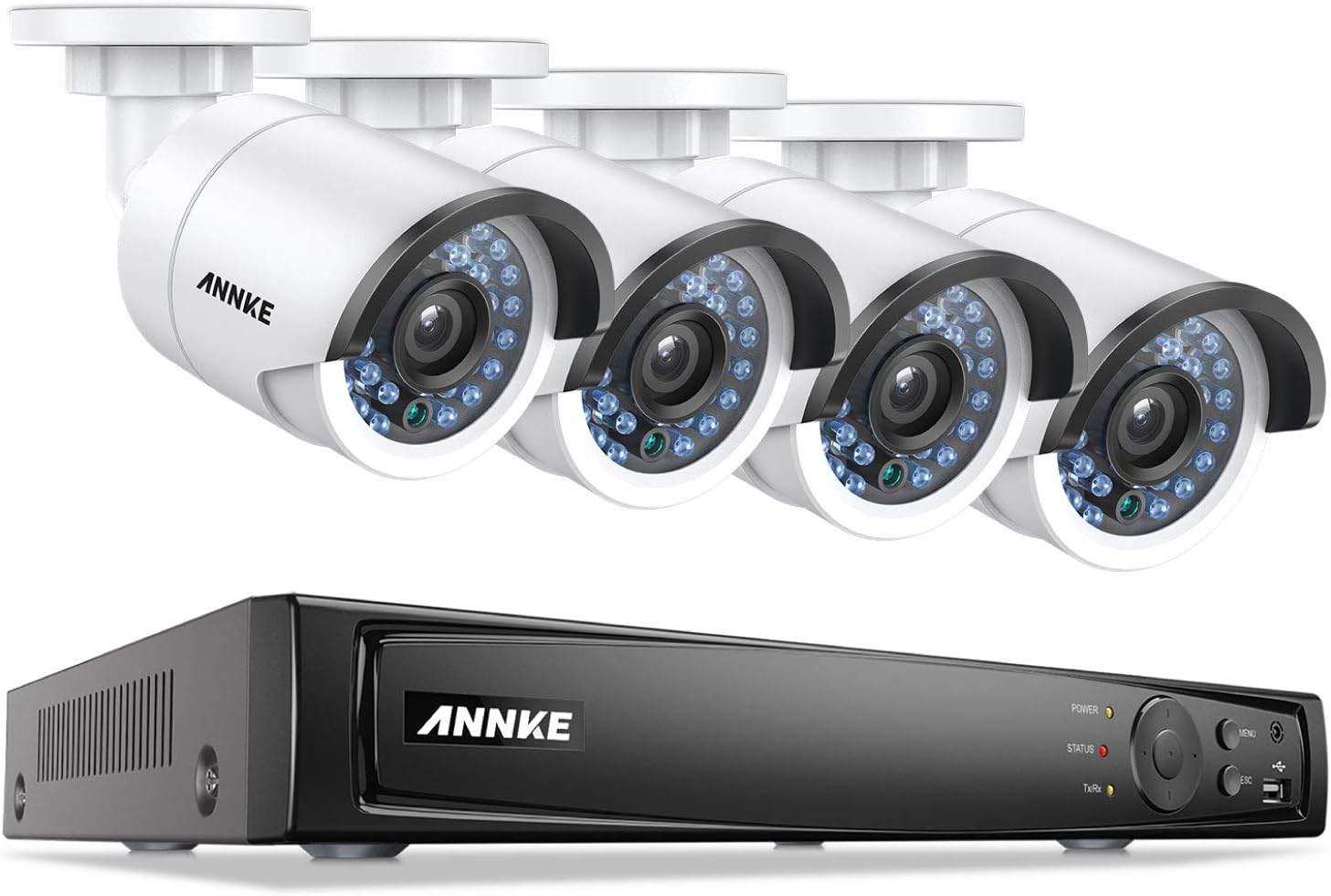 ANNKE 8CH Security Camera Systems POE NVR Up to 6.0MP with 4 x 2.0 MP ...