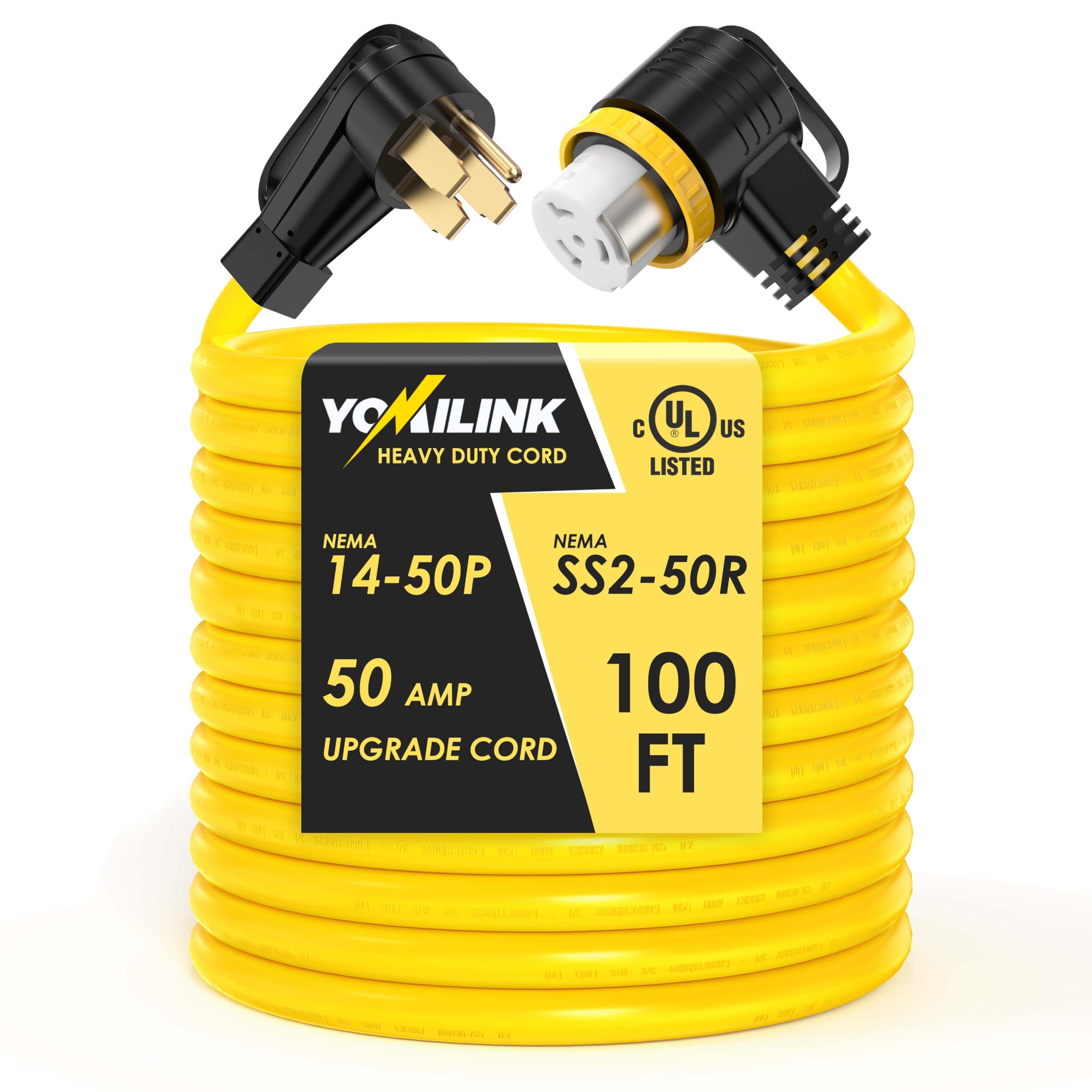 YOMILINK 100 Feet 50 Amp RV/Generator Cord, UL Listed, 100% Copper Wire ...