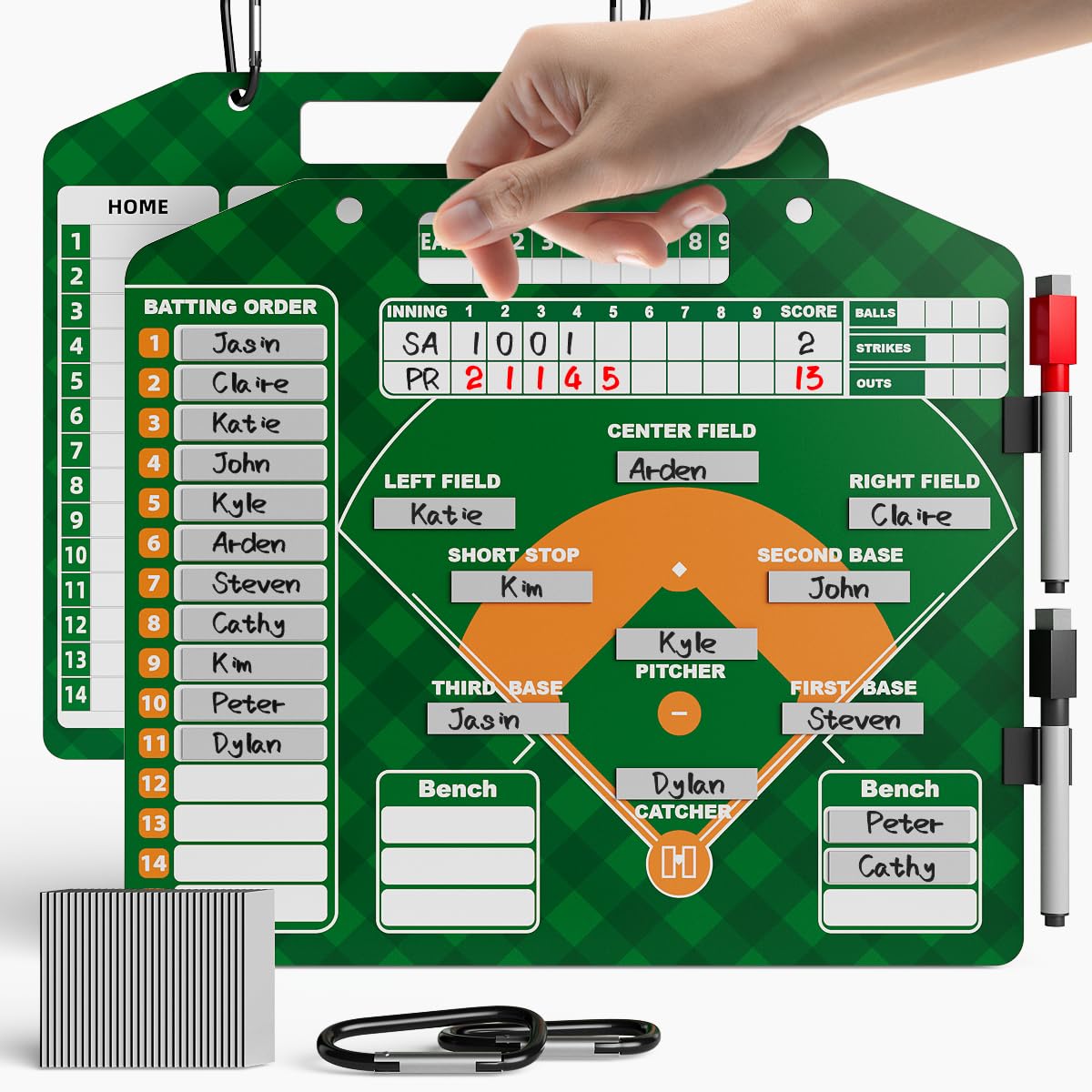 POVZCV Magnetic Baseball Lineup Board for Dugout, Double-Sided Baseball ...