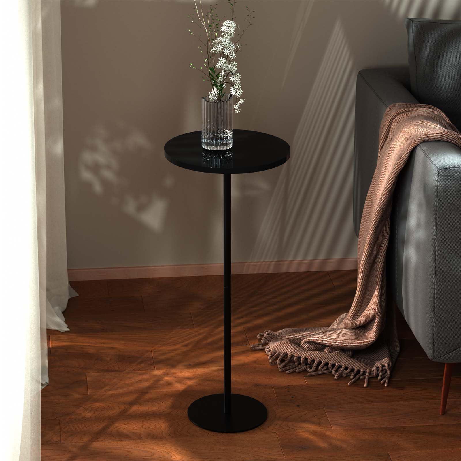 Uisoal Small Drink Table Pedestal,Balck Round Pedestal Side Table for ...