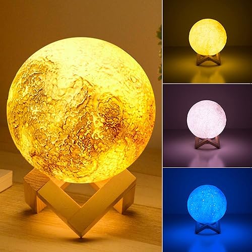 3D Printed Moon Light ALED LIGHT 5.9 Inch 15cm Diameter Lunar Night ...