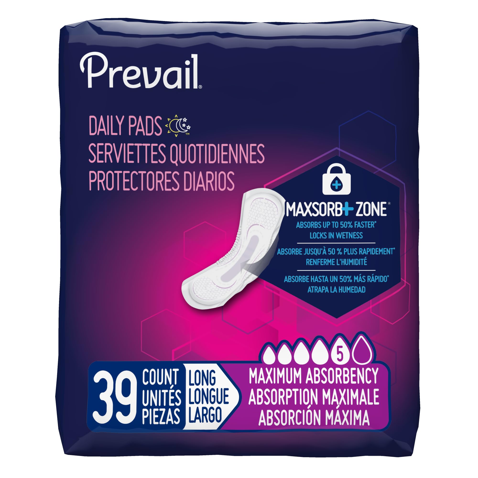 Prevail Incontinence Bladder Control Pads for Women, Maximum Absorbency ...