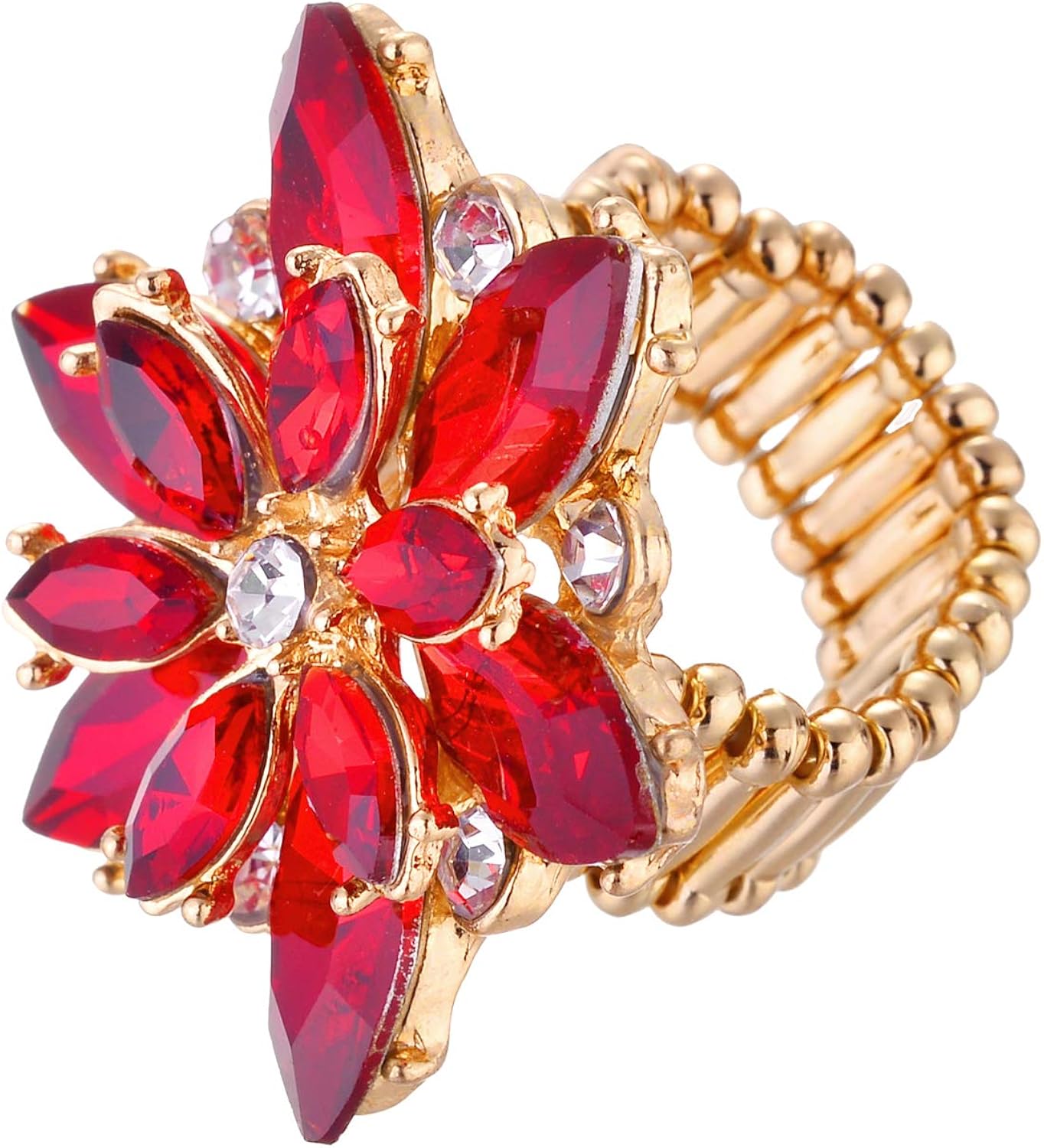 Amazon.com: Lux Accessories Red Crystal Rhinestones Two Layered Gold ...