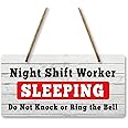 Amazon.com: Night Shift Worker Sleeping Sign Hanging Plaque for Home ...