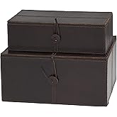 Amazon.com: Deco 79 Leather Handmade Decorative Box Storage Decorative ...