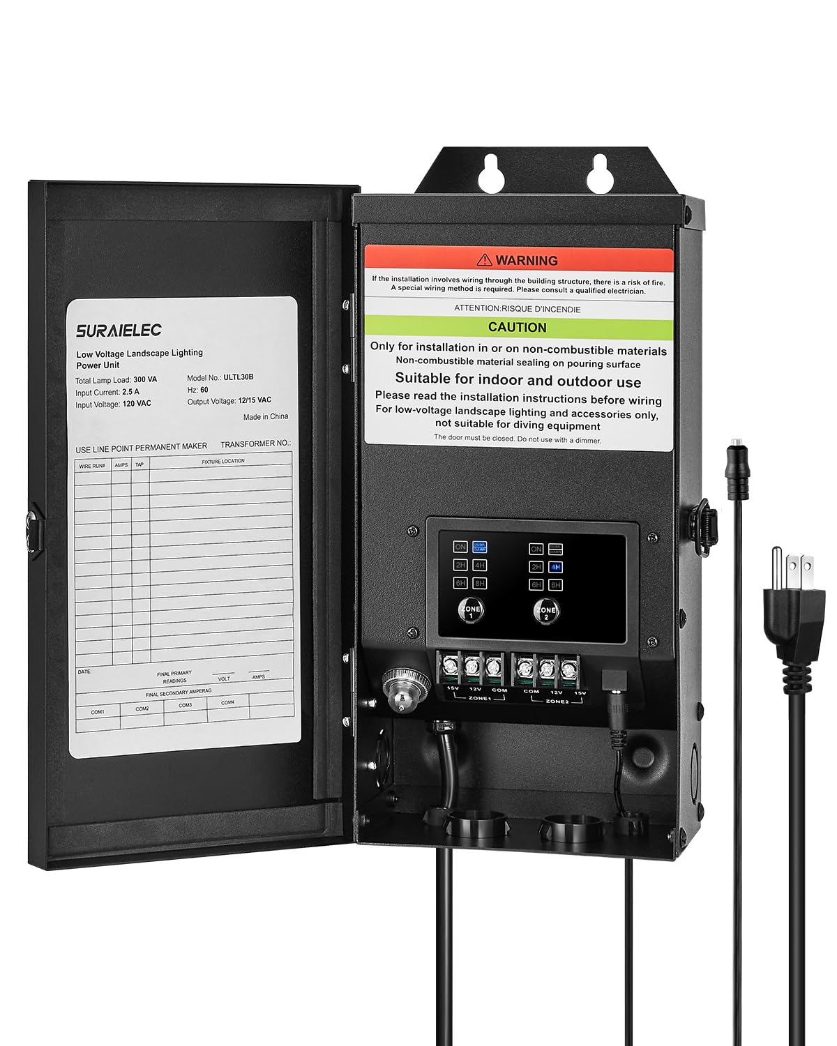 SURAIELEC 300W Low Voltage Landscape Transformer with 2 Independent ...