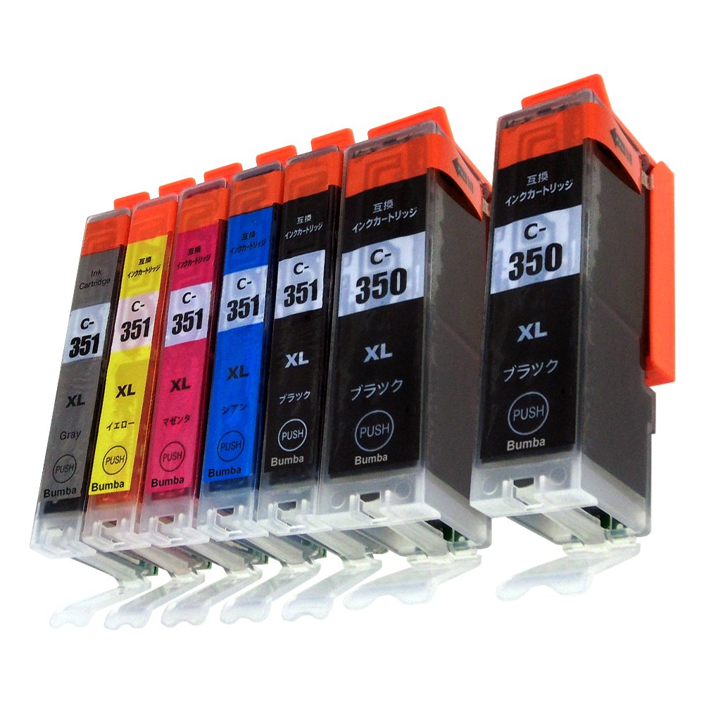 Amazon | Canon（キャノン）BCI-351XL（BK/C/M/Y/GY）+BCI-350XLBK×2本（7本マルチパック大容量） Bumba製互換インクカートリッジ ICチップ付き ...