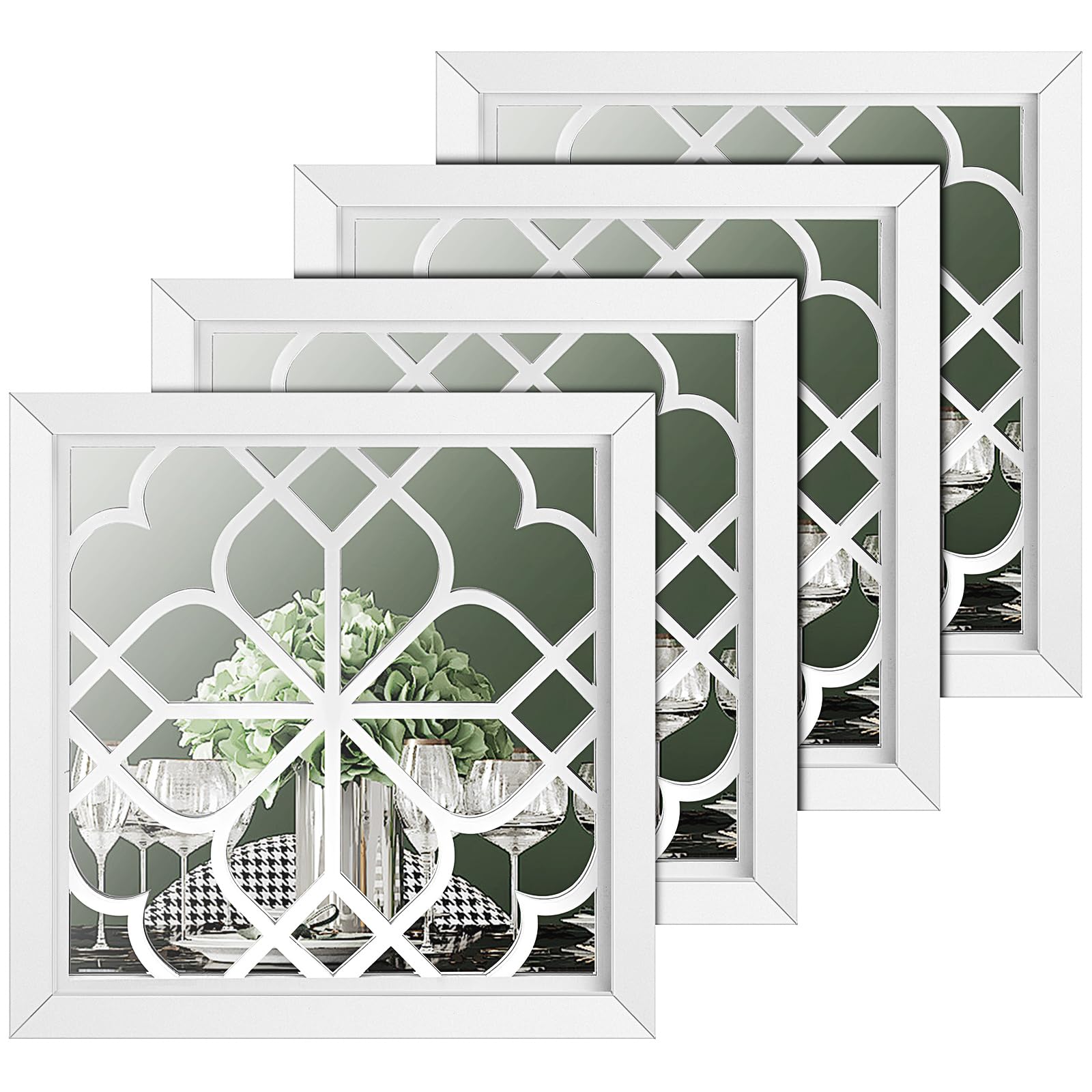 Tatuo 4 Pcs Square Wall Mirror Rustic Farmhouse Decorative Hanging ...