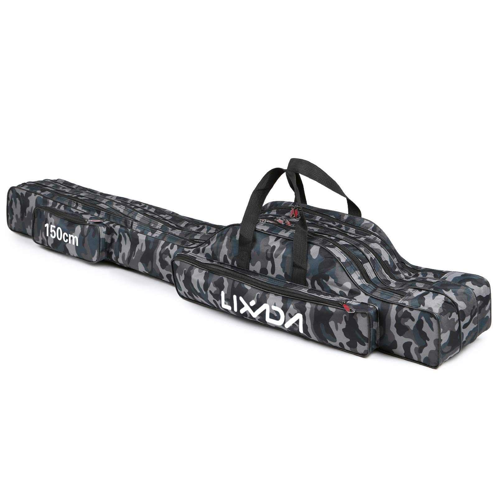 Lixada Fishing Rod Case 3 Layers Oxford Fishing Rod Bag Portable Folding Fishing Rod Carrier ...