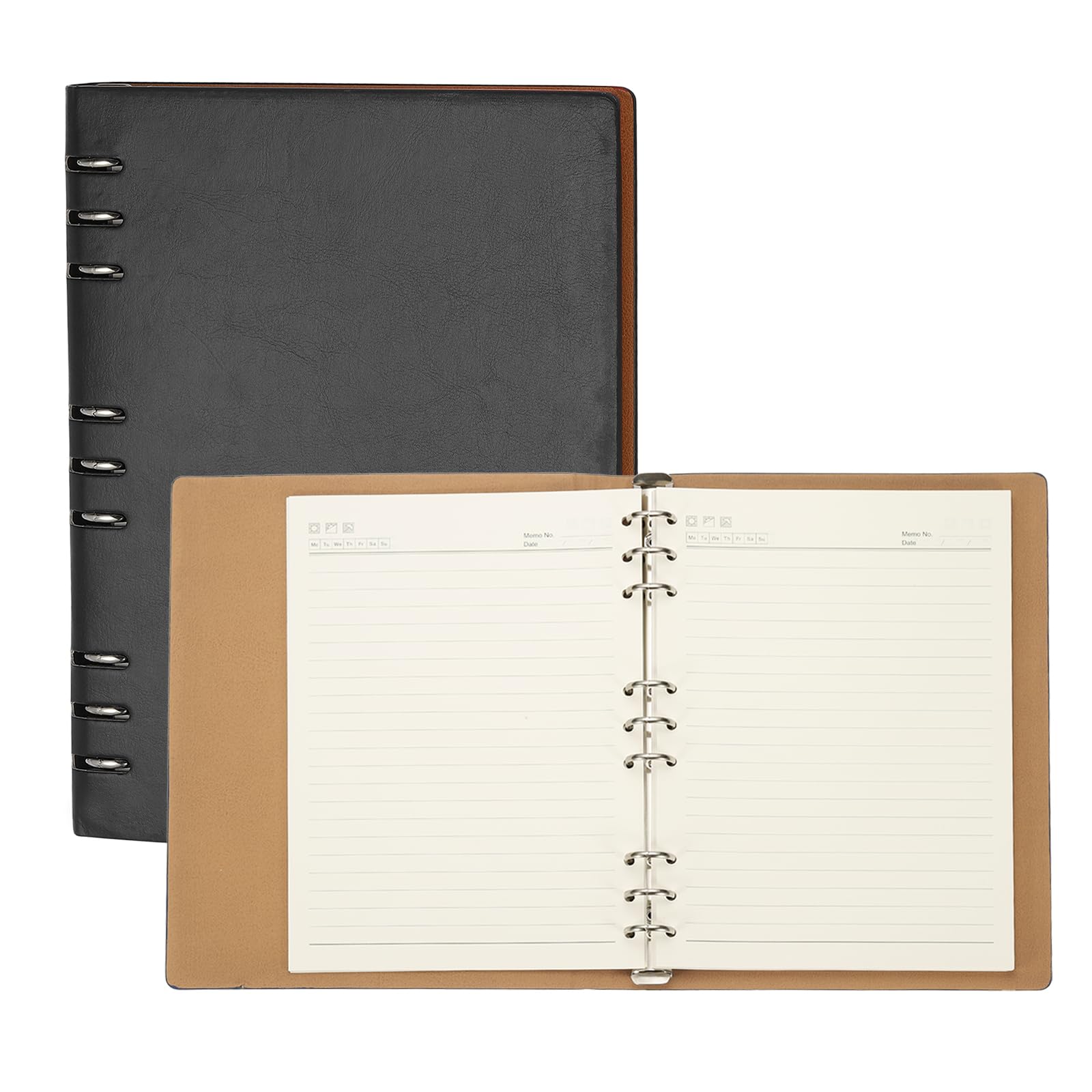 PATIKIL B5 Refillable Leather Notebook, 9 Ring Hardcover Binder ...