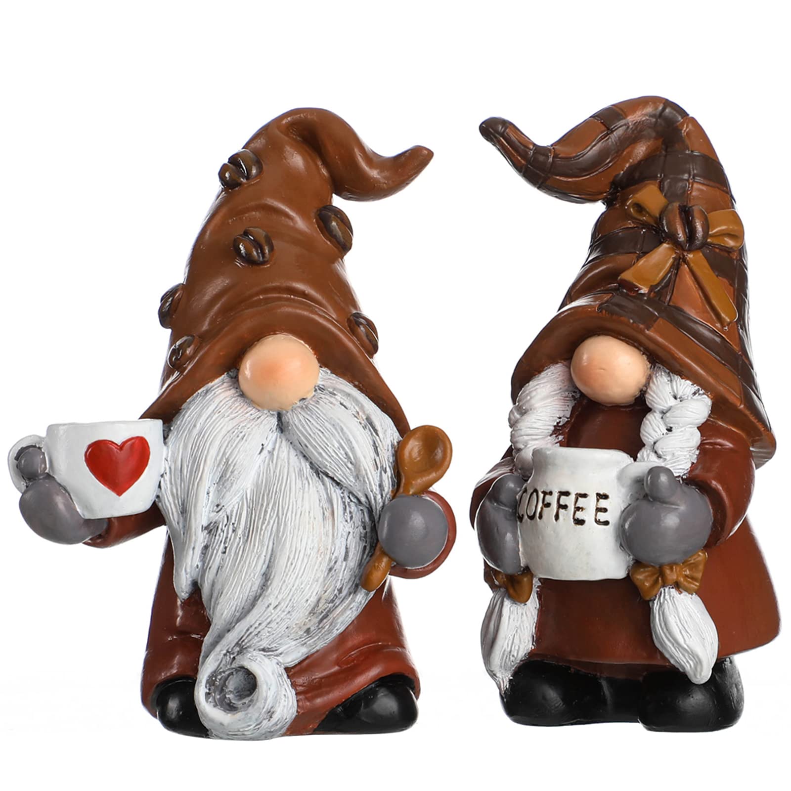 Funoasis 2PCS Resin Coffee Gnomes Hand Painted Desk Coffee Bar Corner ...