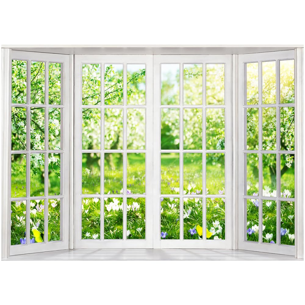LYWYGG 7X5 Spring Backdrop Window Spring Scenery Backdrops Window ...