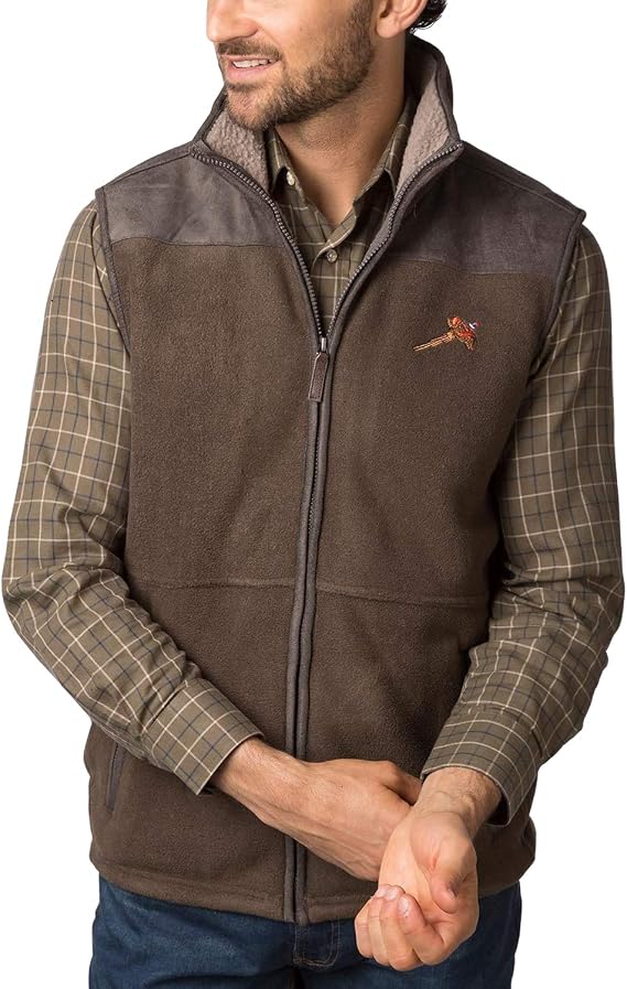 Rydale Mens Garton II Pheasant Motif Bonded Fleece Gilet Gent's ...