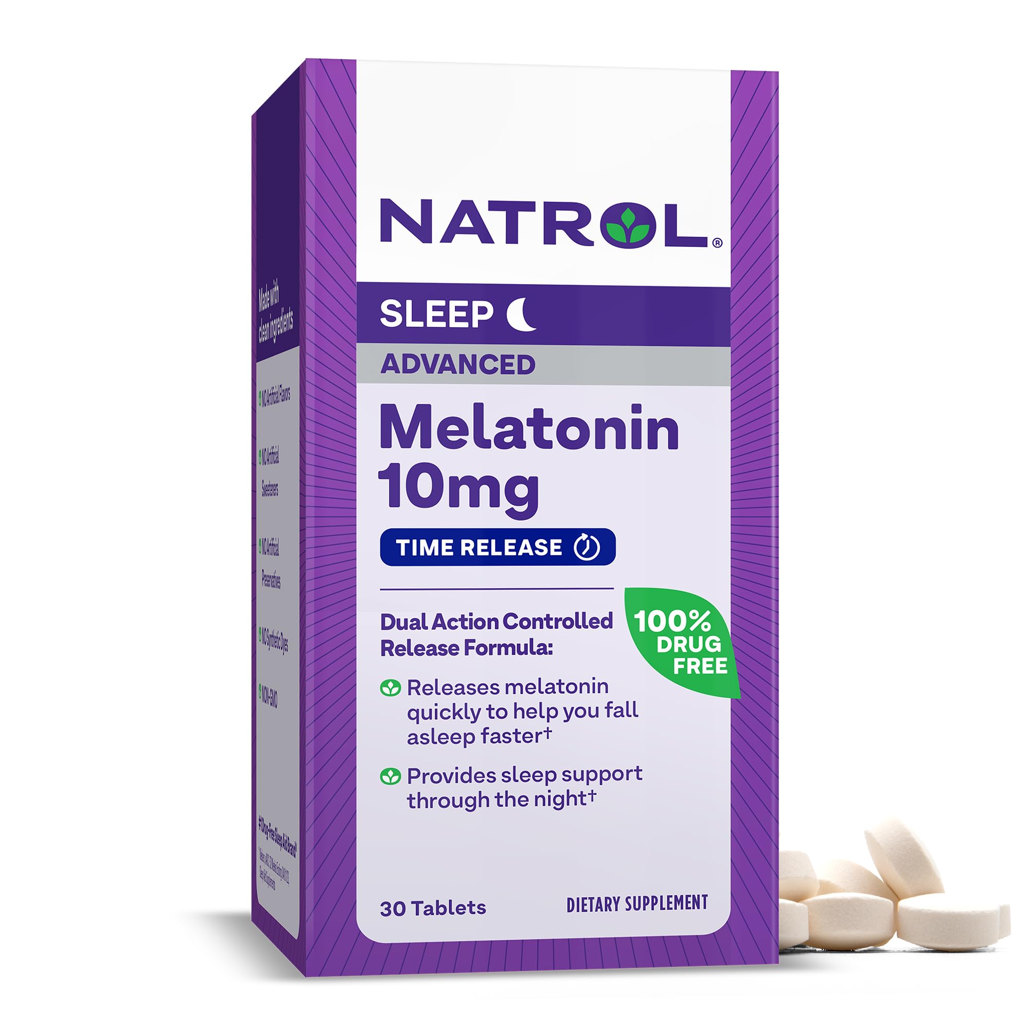Natrol Melatonin Advanced Sleep Tablets with Vitamin B6, Helps You Fall ...