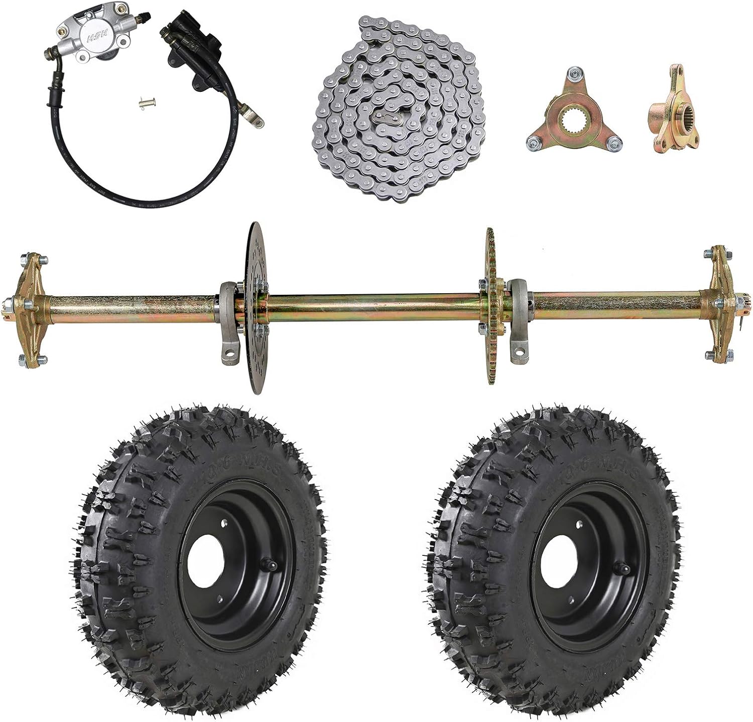 Amazon.com: ZXTDR 1" Rear Live Axle Kit with 4.10-6 Tubeless Wheels ...