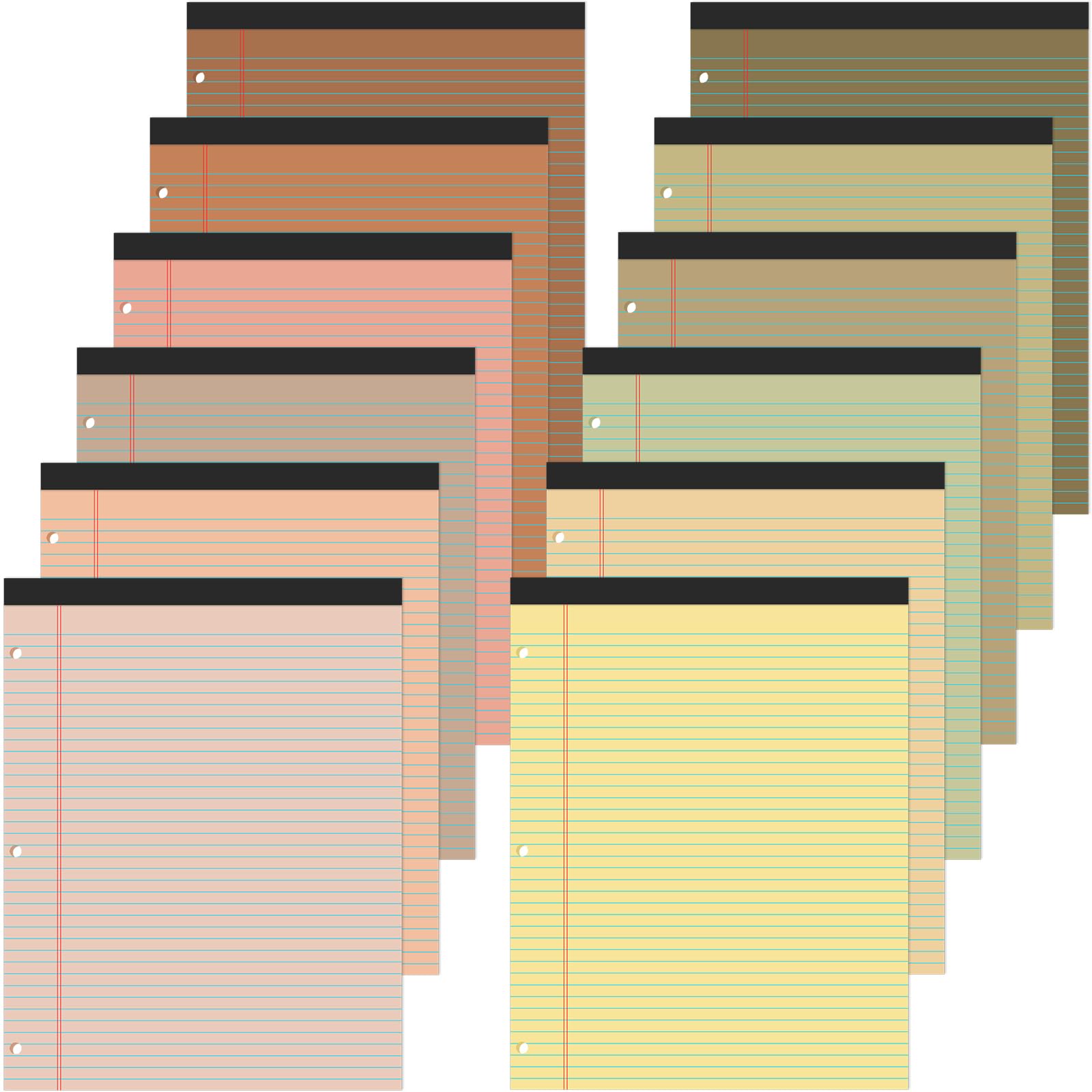 Fuutreo 12 Pcs 8.5'' x 11'' Colored Legal Pad 3 Hole Punched Writing ...