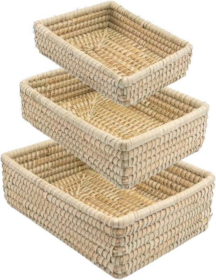 Flechtkorb Kaisagras Rechteckig - Natur - Handarbeit - Fair Trade (Set ...