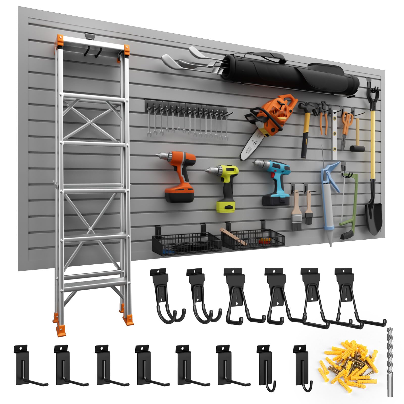 Duzzy Slatwall Panel, 4' H x 8' W PVC Slat Wall Paneling for Garage ...