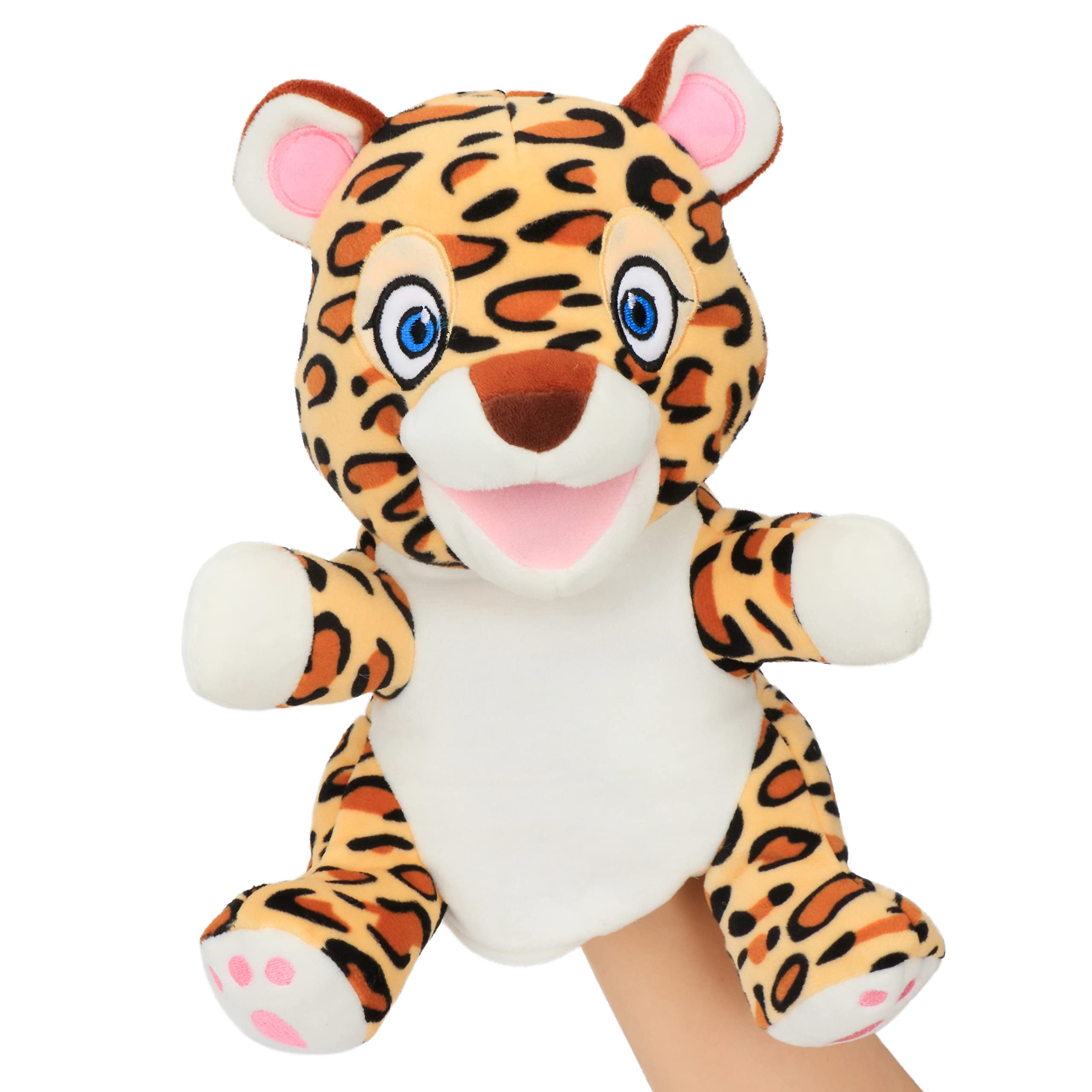 Hopearl Plush Cheetah Hand Puppet Leopard Wildlife Puppet with Open ...
