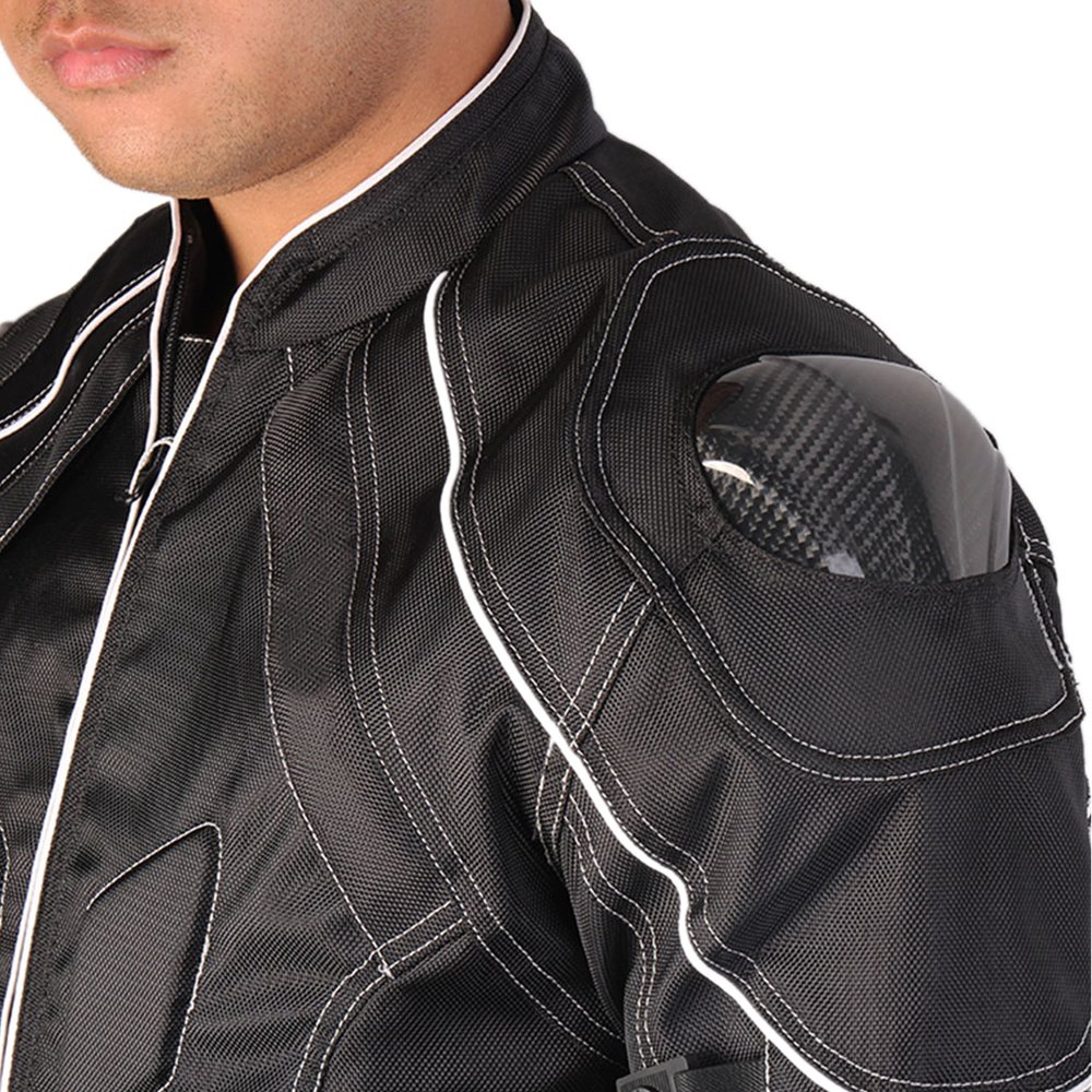Black Motorcycle Jackets With Carbon Fiber Armor Shoulder Moto Jacket ...