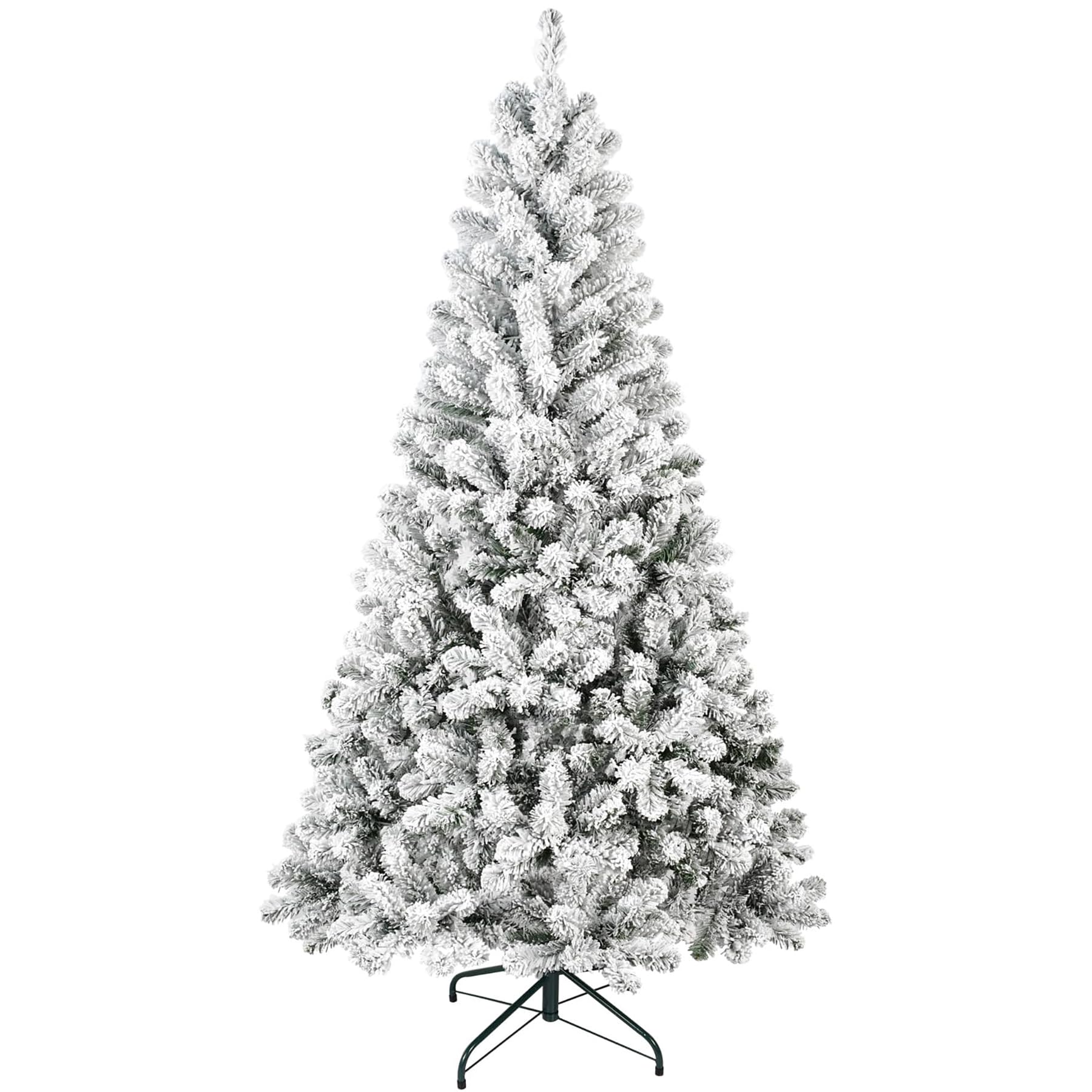 Liguanow 6 ft Artificial Snow Flocked Christmas Tree, Unlit Foldable ...