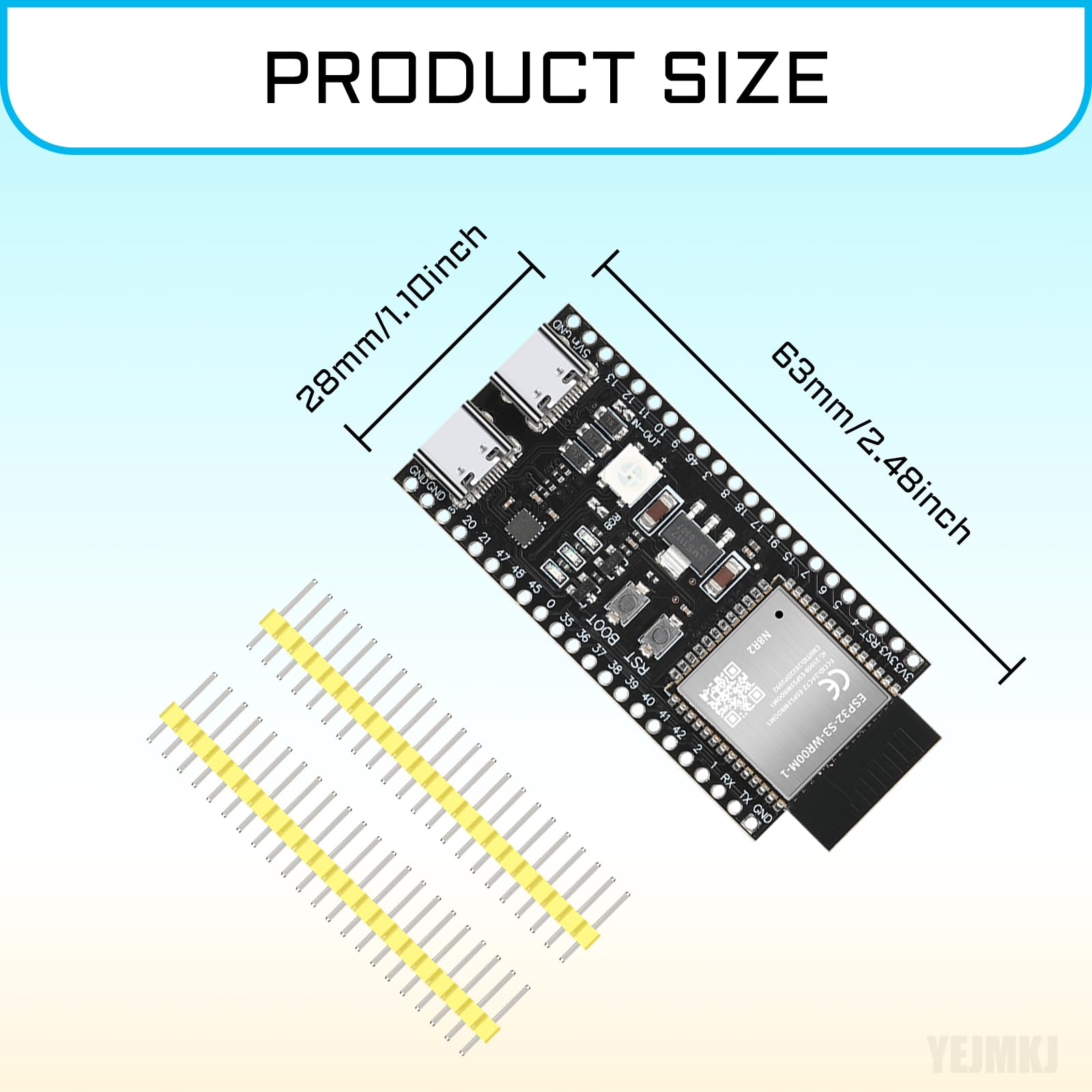 Yejmkj 2pcs Esp32 S3 Devkitc 1 N8r2 Development Board Esp32 S3 Wifi Bluetooth Mcu Module Dual