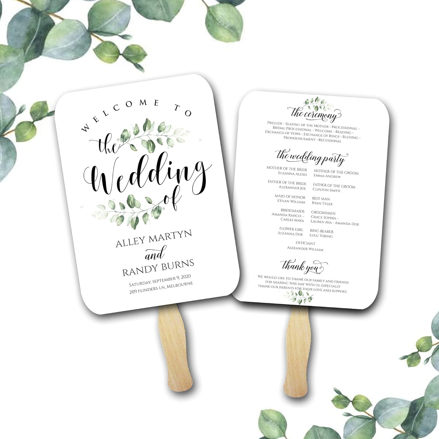 Amazon.com: Wedding program fans/Personalized Wedding fans for guests ...