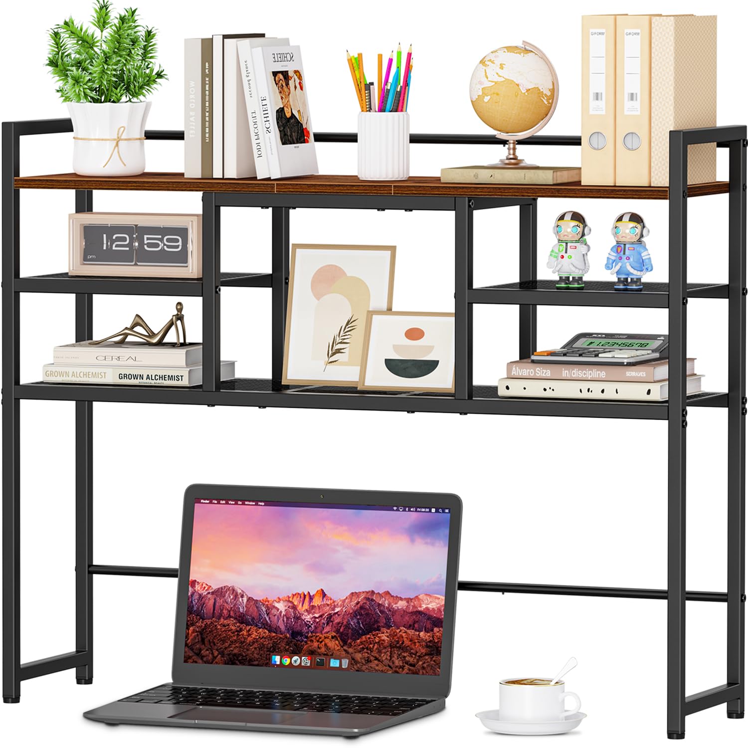Snughome Desk Shelf, 38.6" Desktop Bookshelf, Desk Hutch Dorm ...