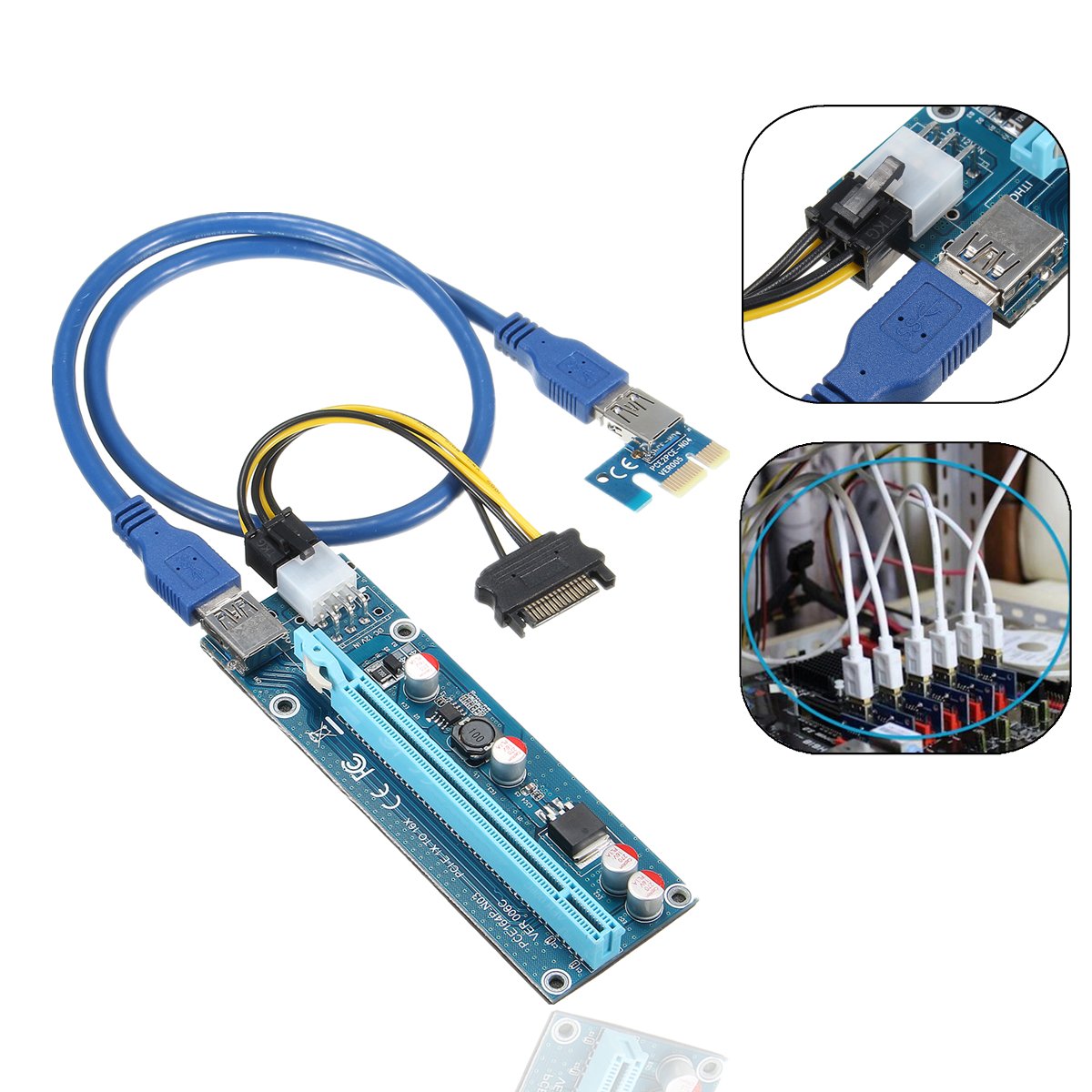 Riser with 6 pins. Comes with SATA cable. Safe to use? GPU drawing 90W ...