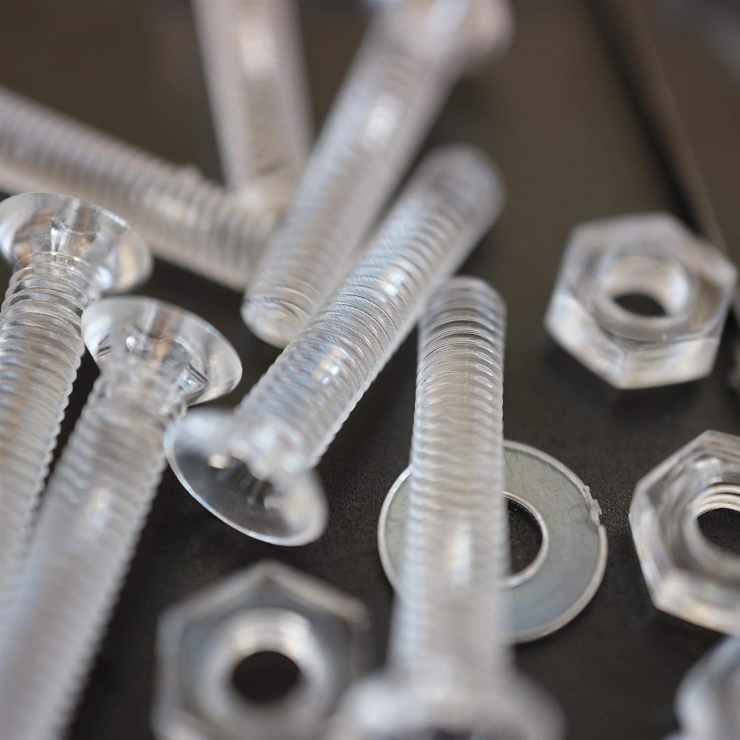 50 x Crosshead Countersunk Screws Nuts and Bolts, Transparent Clear ...