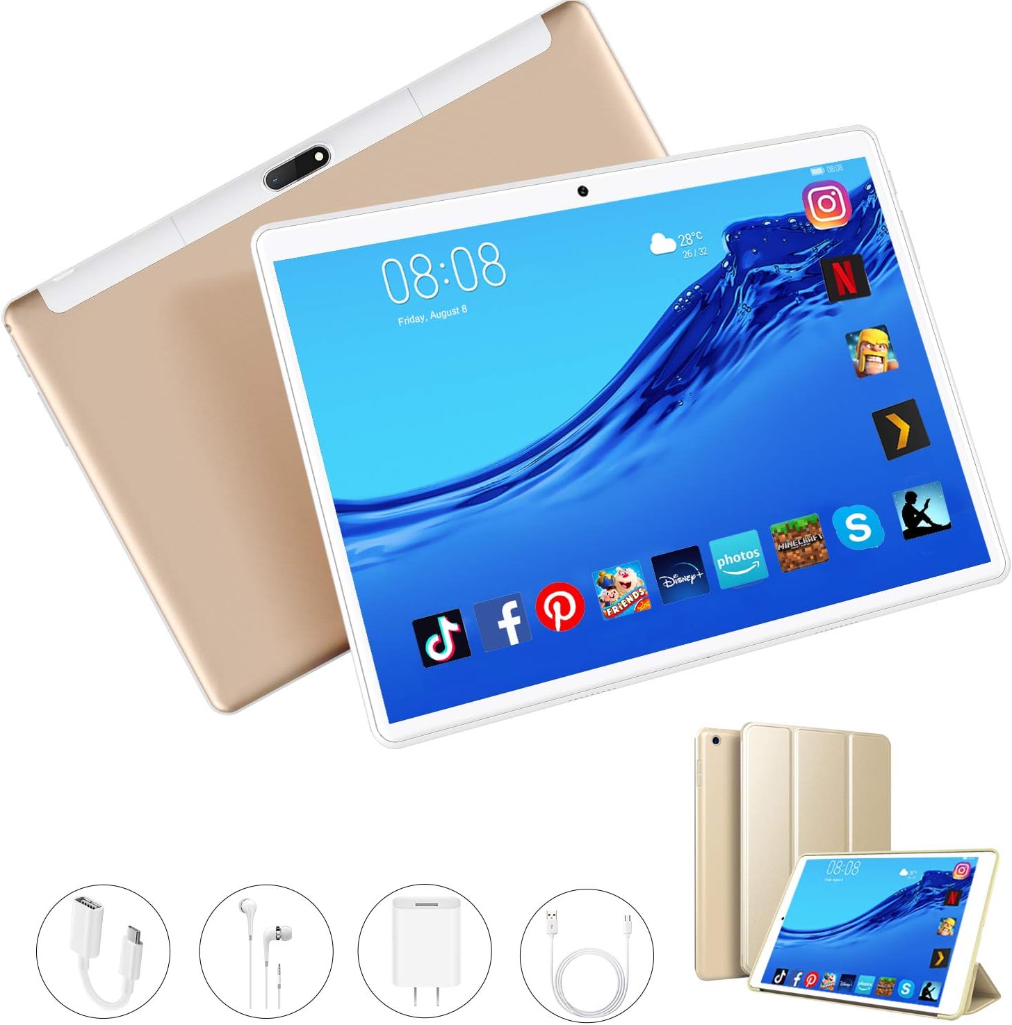 DUODUOGO Tablet 10 Pulgadas 4GB RAM 64GB ROM Expandido 128G Android 9.0 ...