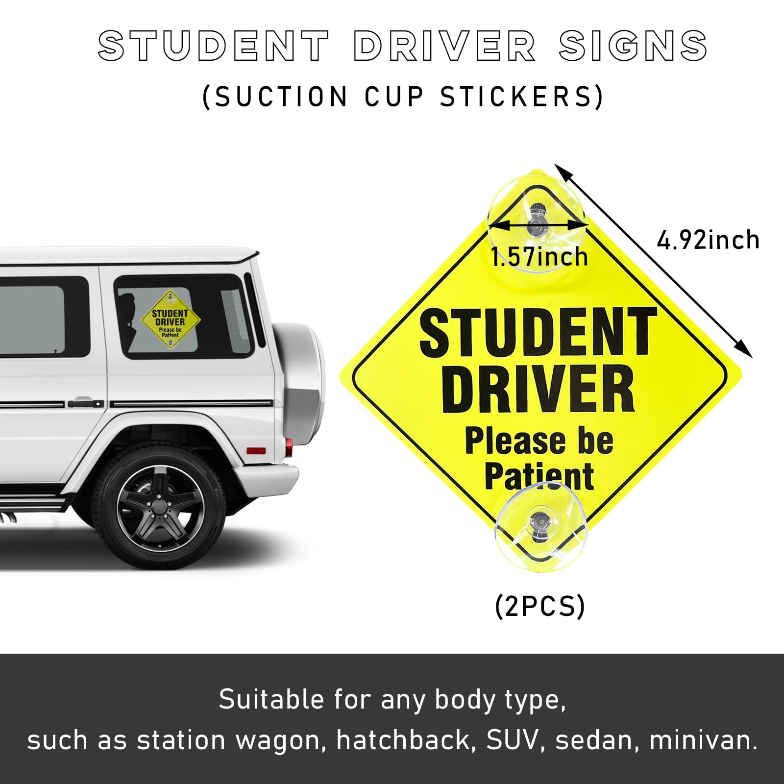 Mua 2PCS Student Driver Sign for Car Window, 5×5 Inch Please Be Patient ...