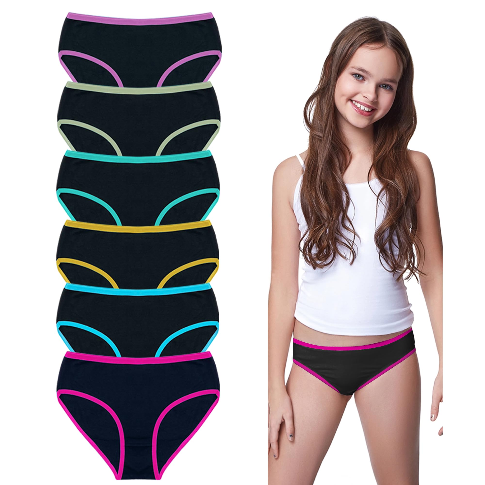 Zebricolo Girls Underwear Cotton Teen Girls Underwear Black Girls