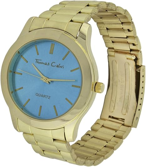 Thomas Calvi Unisex Quartz Watch with Blue Dial Analogue Display and ...