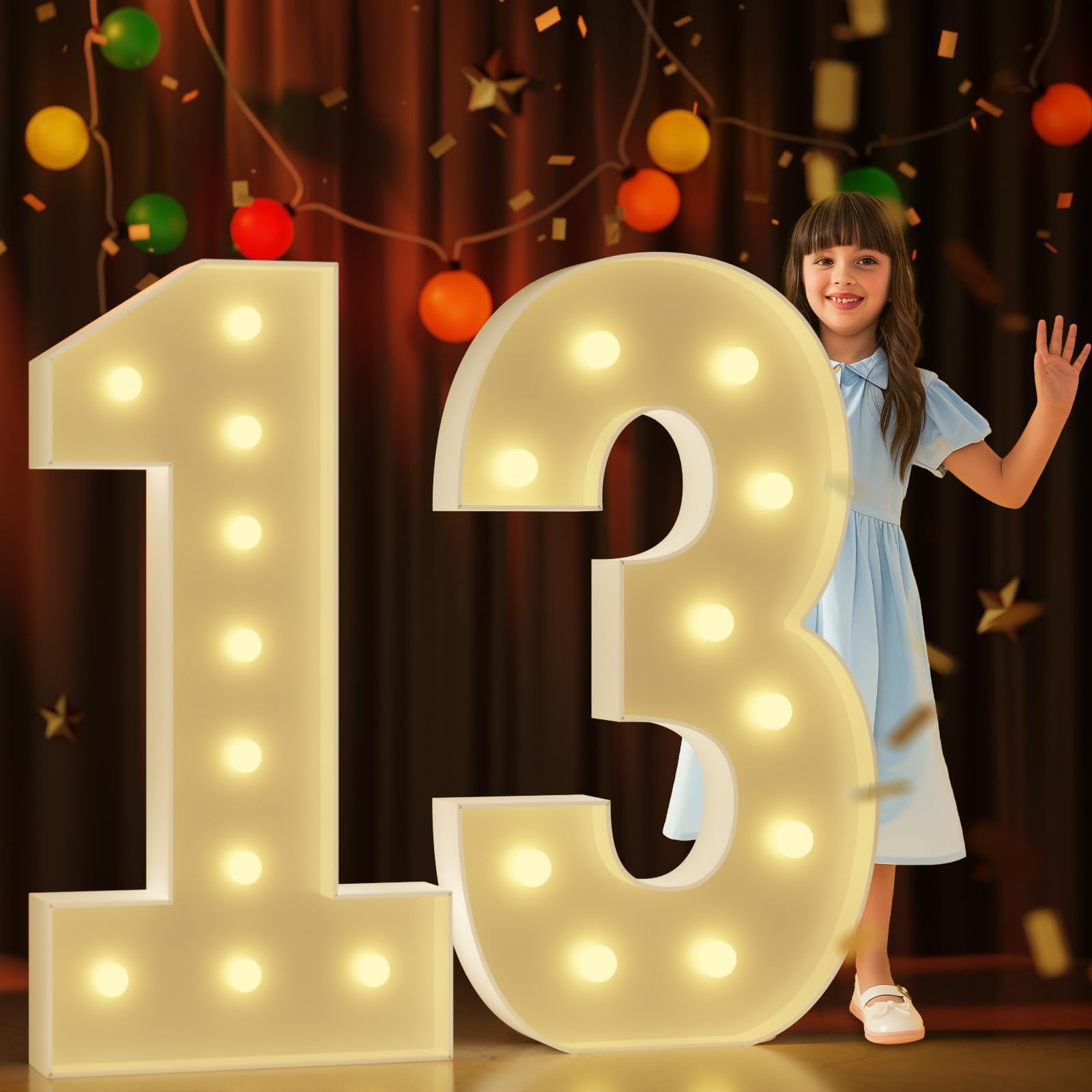 Imprsv Marquee Numbers 4 Feet Tall: 13th Birthday Decorations Large ...