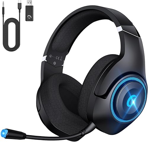 KAPEYDESI Wireless Gaming Headset, 2.4GHz USB Gaming Headphones for PS5 ...