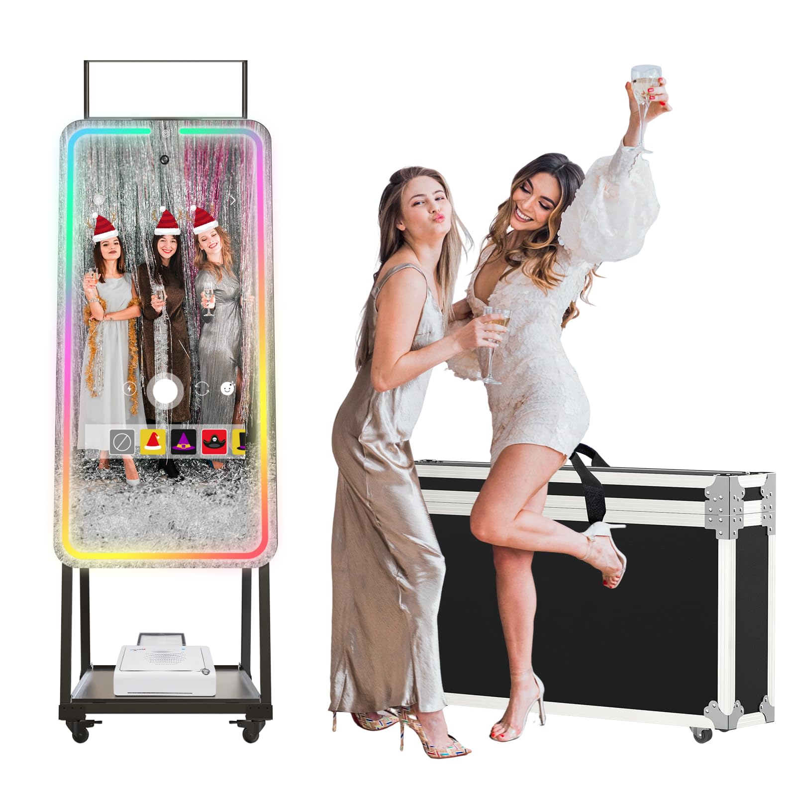 MWE Magic Mirror Photo Booth Machine Touch Screen with Printer,1200W ...