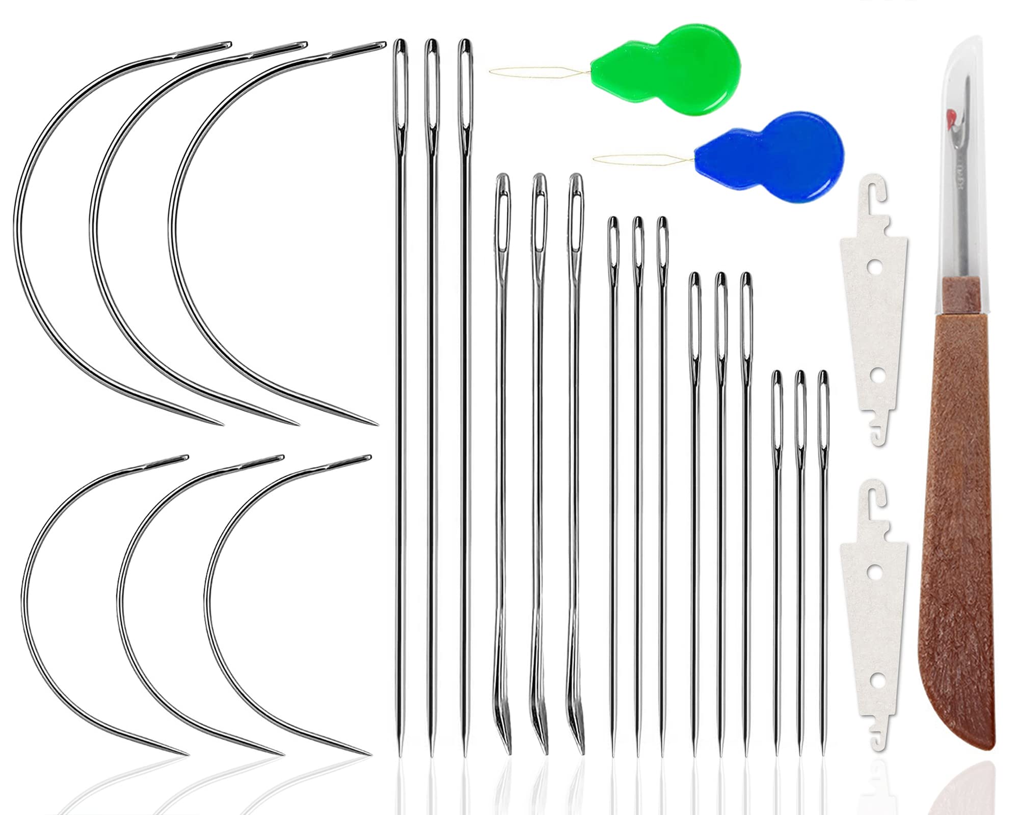 26pcs Heavy Duty Hand Sewing Needles Kit Leather Craft Tools Include 15 ...
