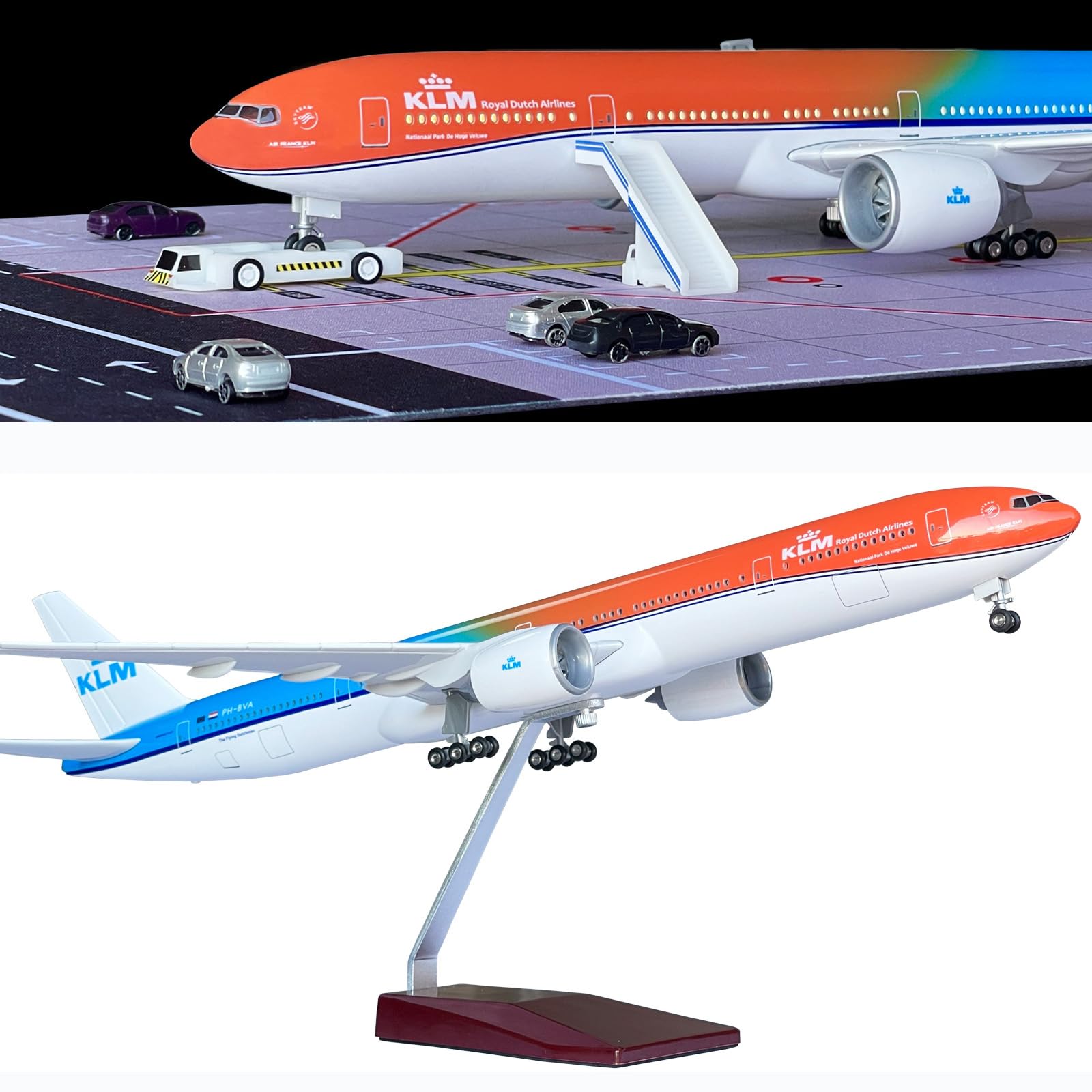 KLM B777 Model Airplane 1/150 Scale Diecast Airplane Model Kit with LED ...
