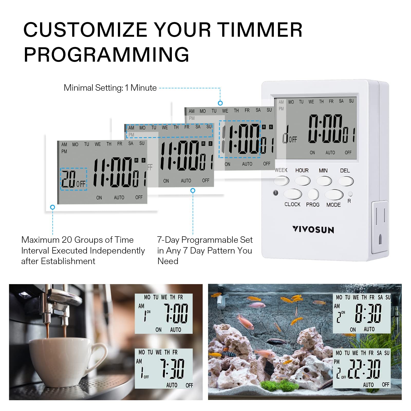 Mua 7 Day Programmable Digital Timer with Dual Outlet, 20 On/Off UL ...